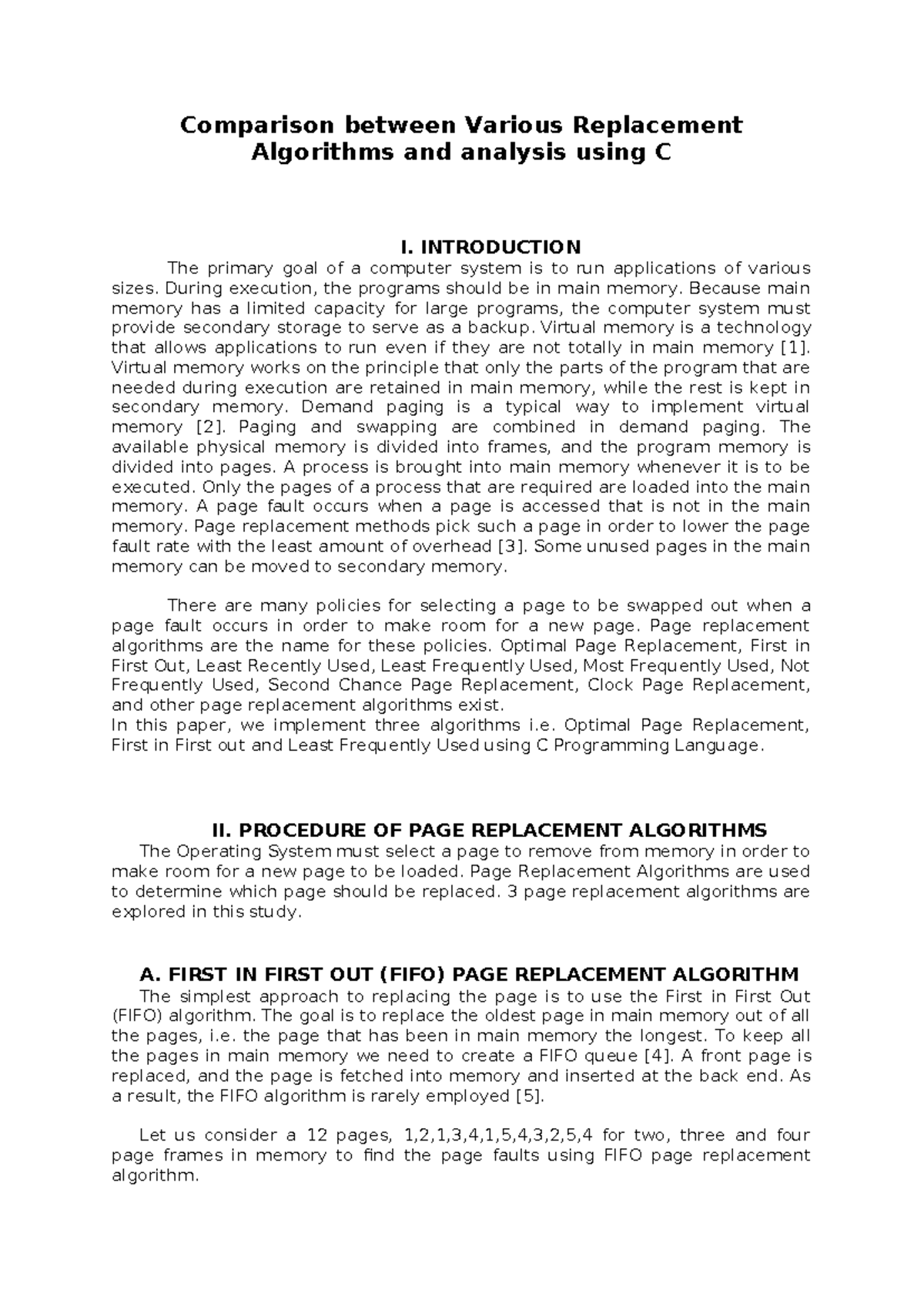 Final research OS paper - Comparison between Various Replacement ...