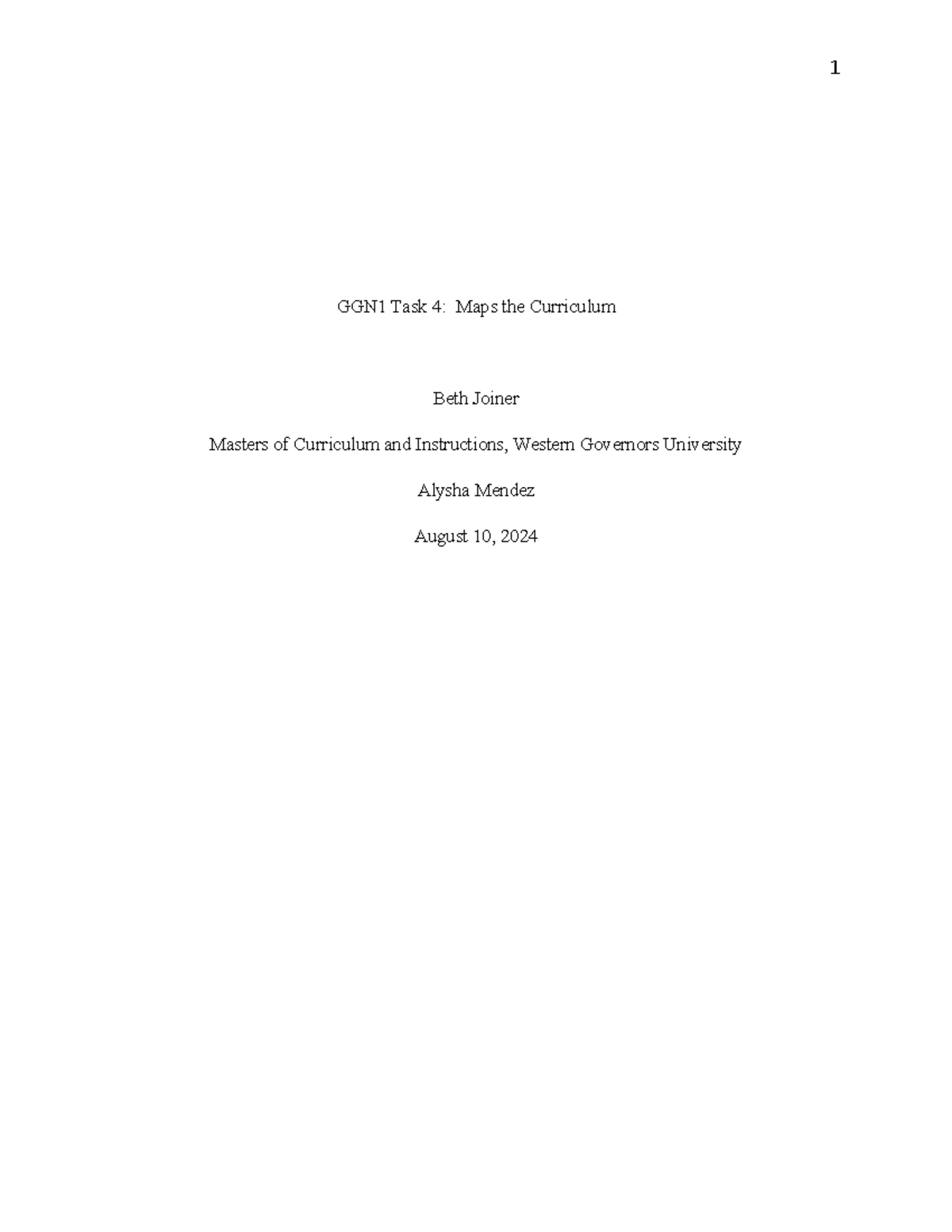 D360 Task 4 Mapping the Curriculum - GGN1 Task 4: Maps the Curriculum ...