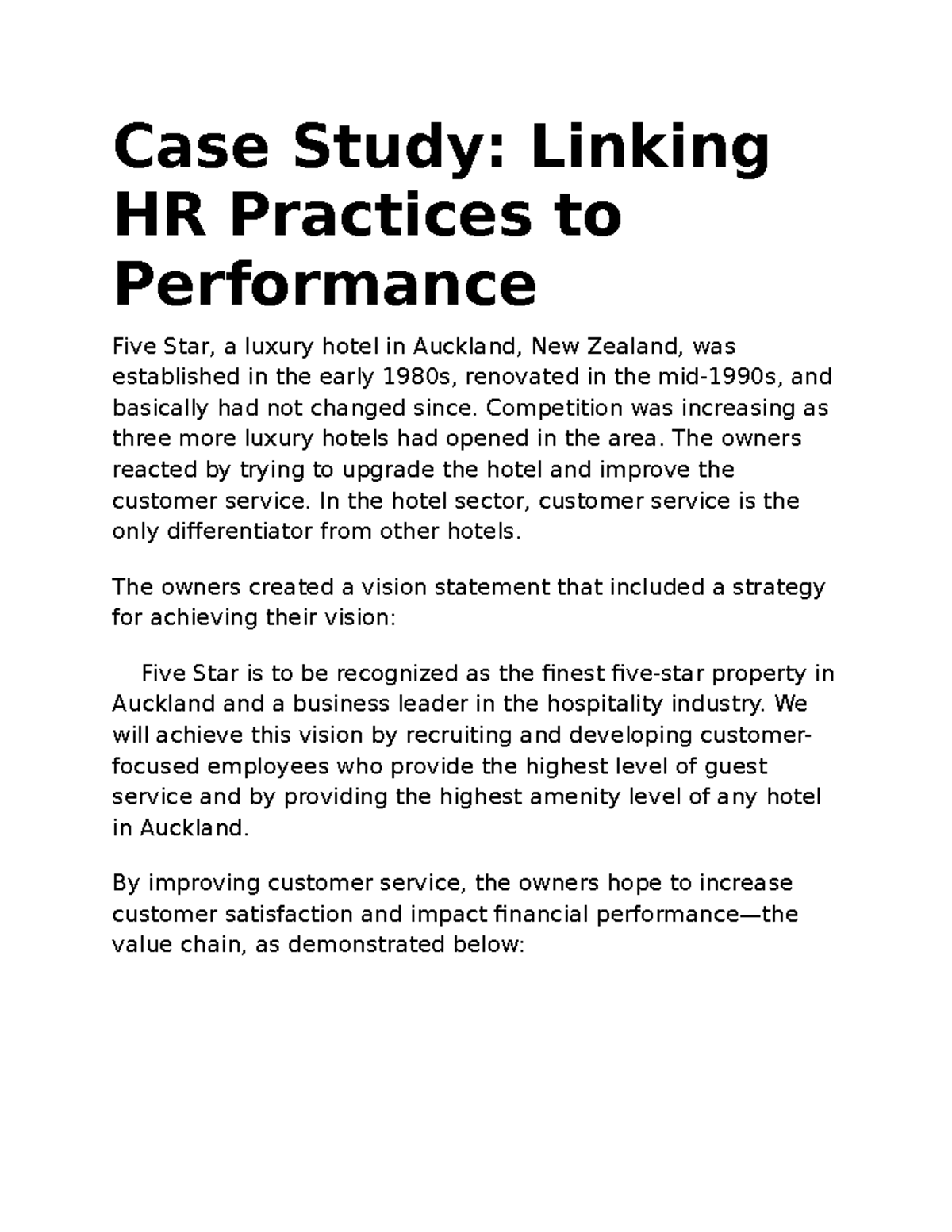 Learning Activity 1 - Case Study: Linking HR Practices to Performance ...