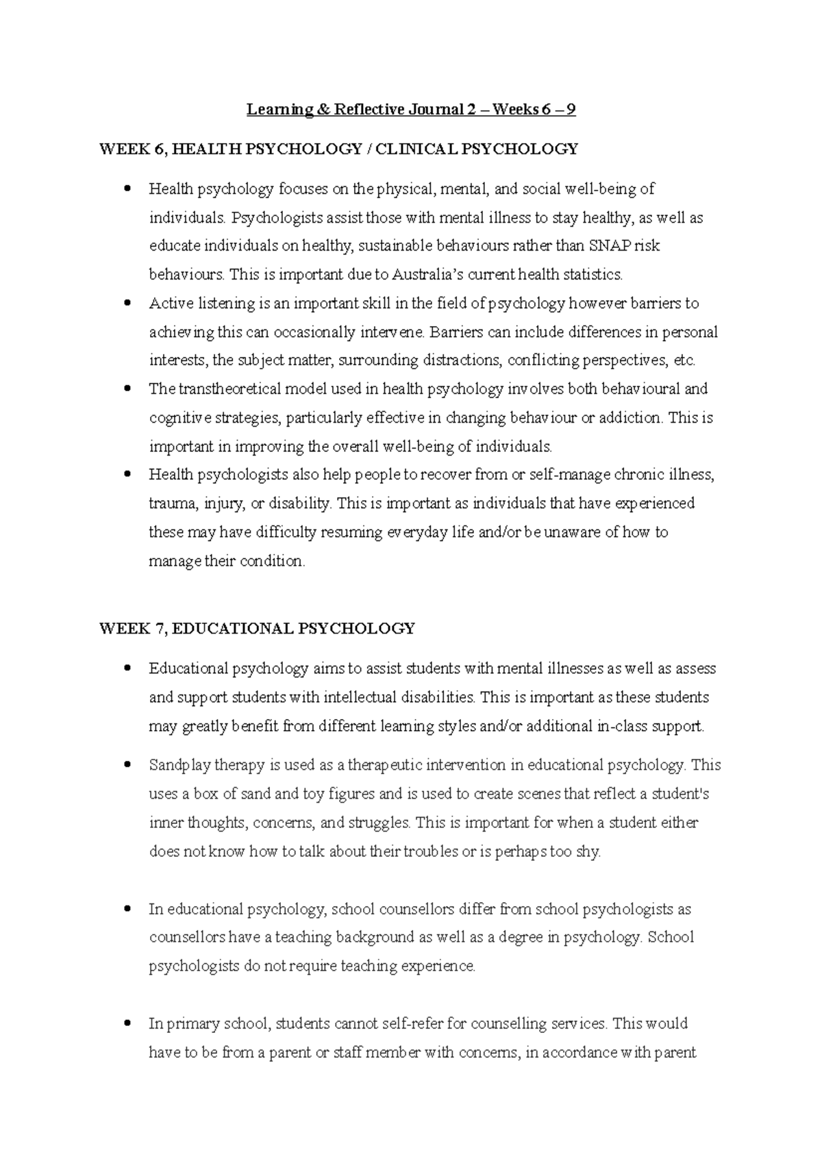 Learning & Reflection Journal 2 - Learning & Reflective Journal 2 ...