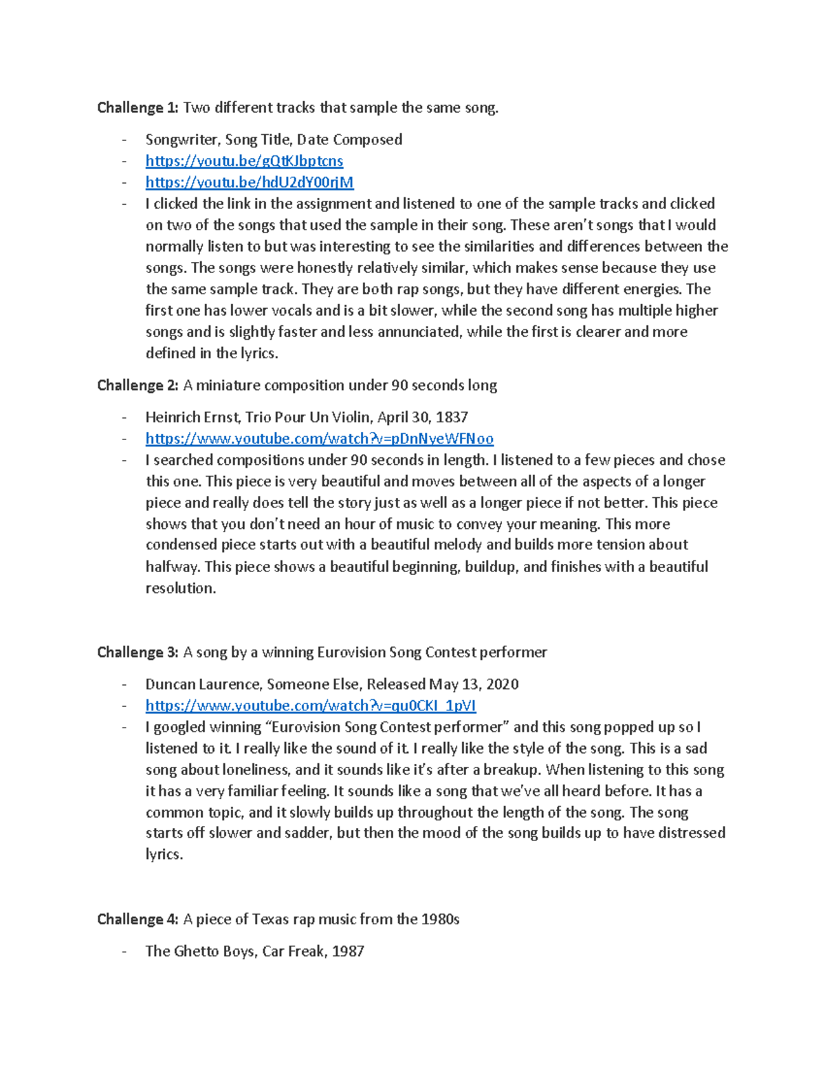 Listen Wider Challenge 6 - Challenge 1: Two different tracks that ...