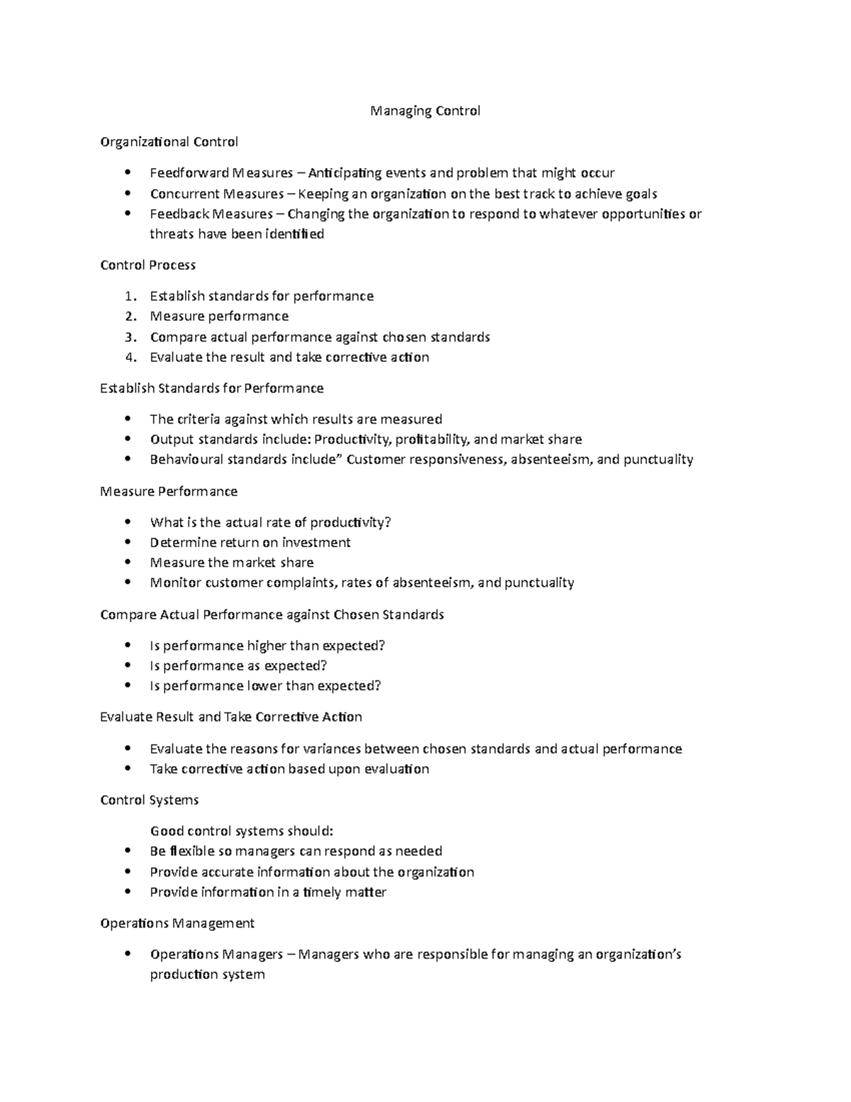 Managing Control - Managing Control Organizational Control Feedforward ...