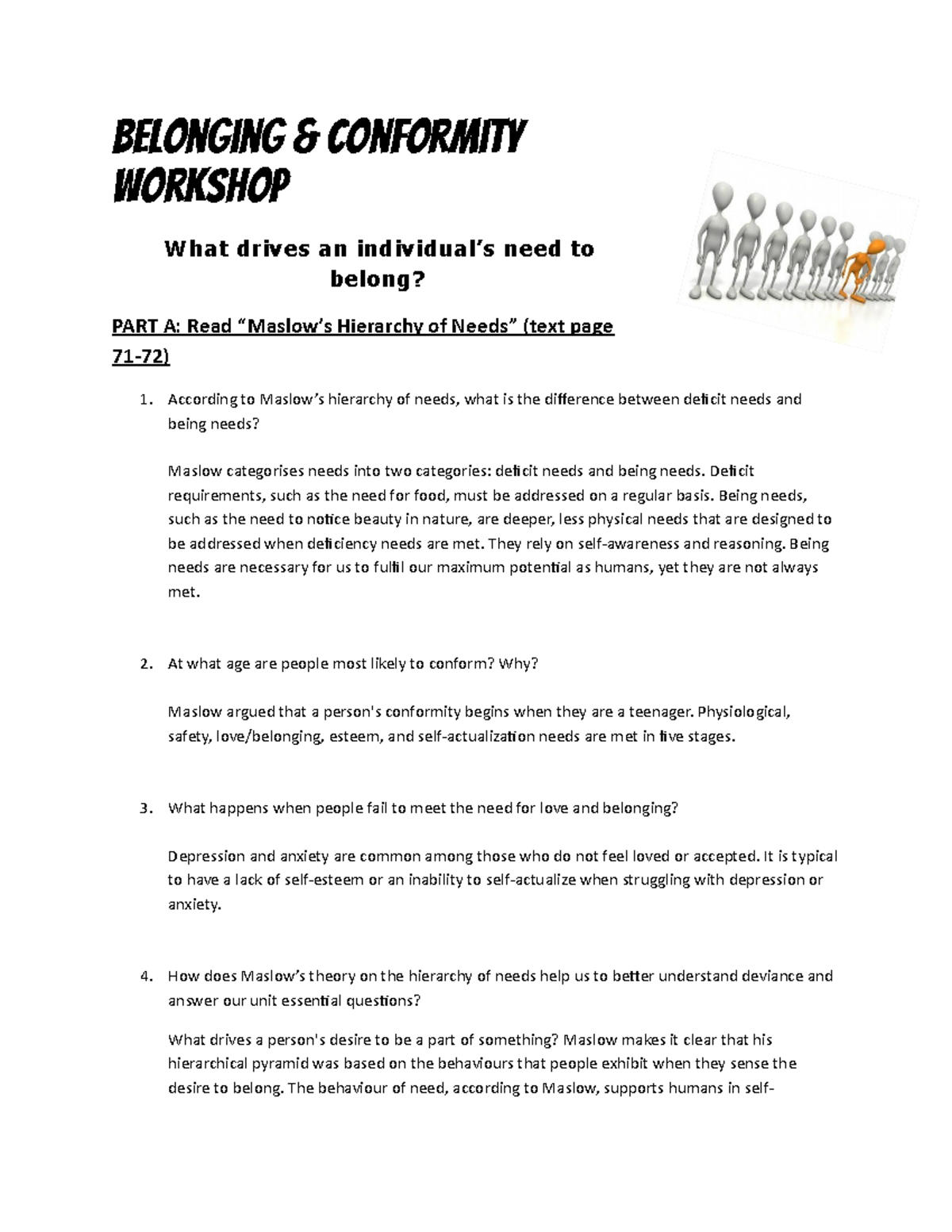 Copy of Belonging and Conformity Workshop 2019-2020 - Belonging ...