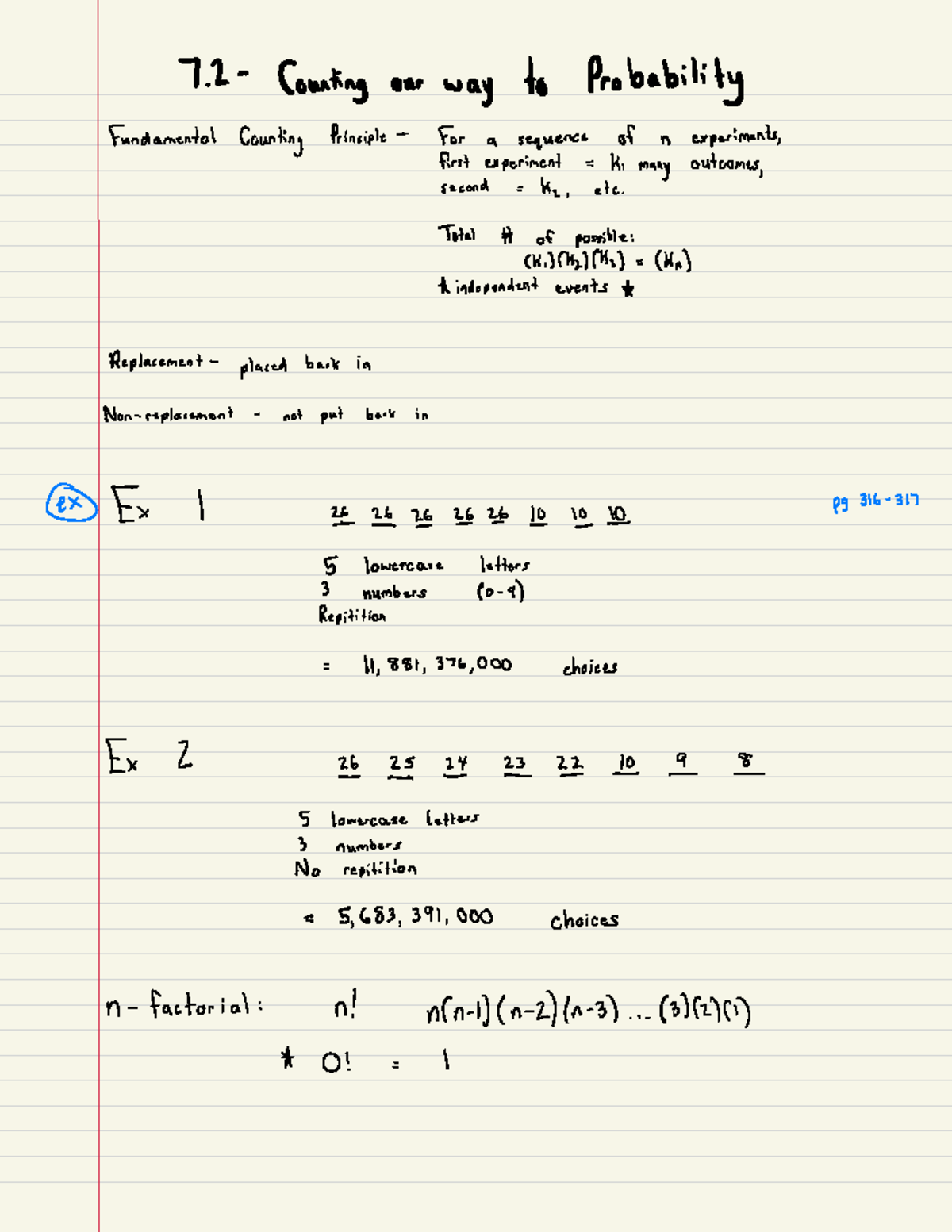 Section 7.2 Notes - 2 Counting our way to Probability Fundamental ...