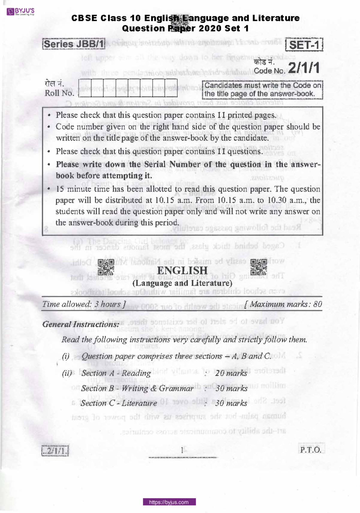 CBSE Class 10 English Language and Literature Previous Year Question ...