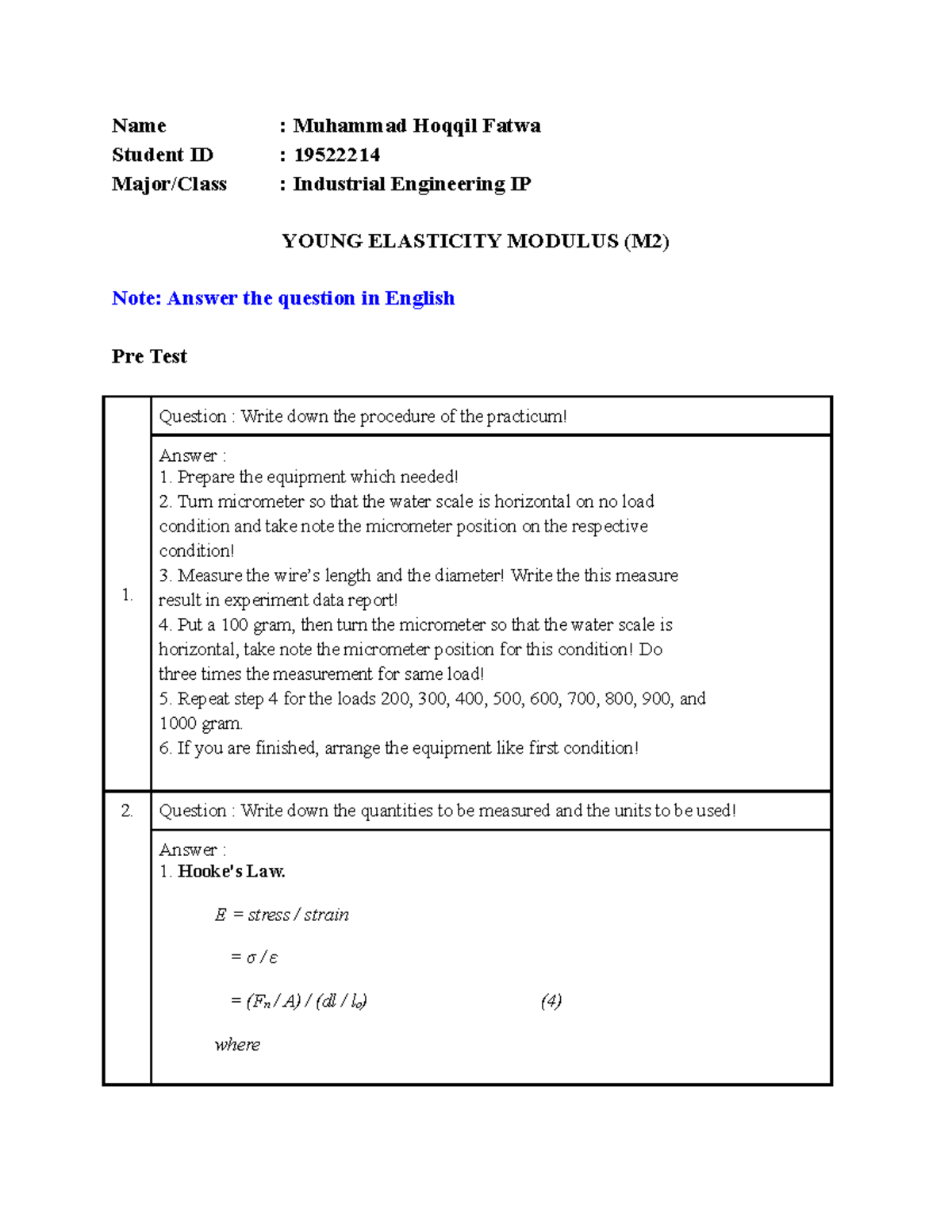 PRE TEST M2 IP - PRE TEST M2 IP - Name : Muhammad Hoqqil Fatwa Student ...