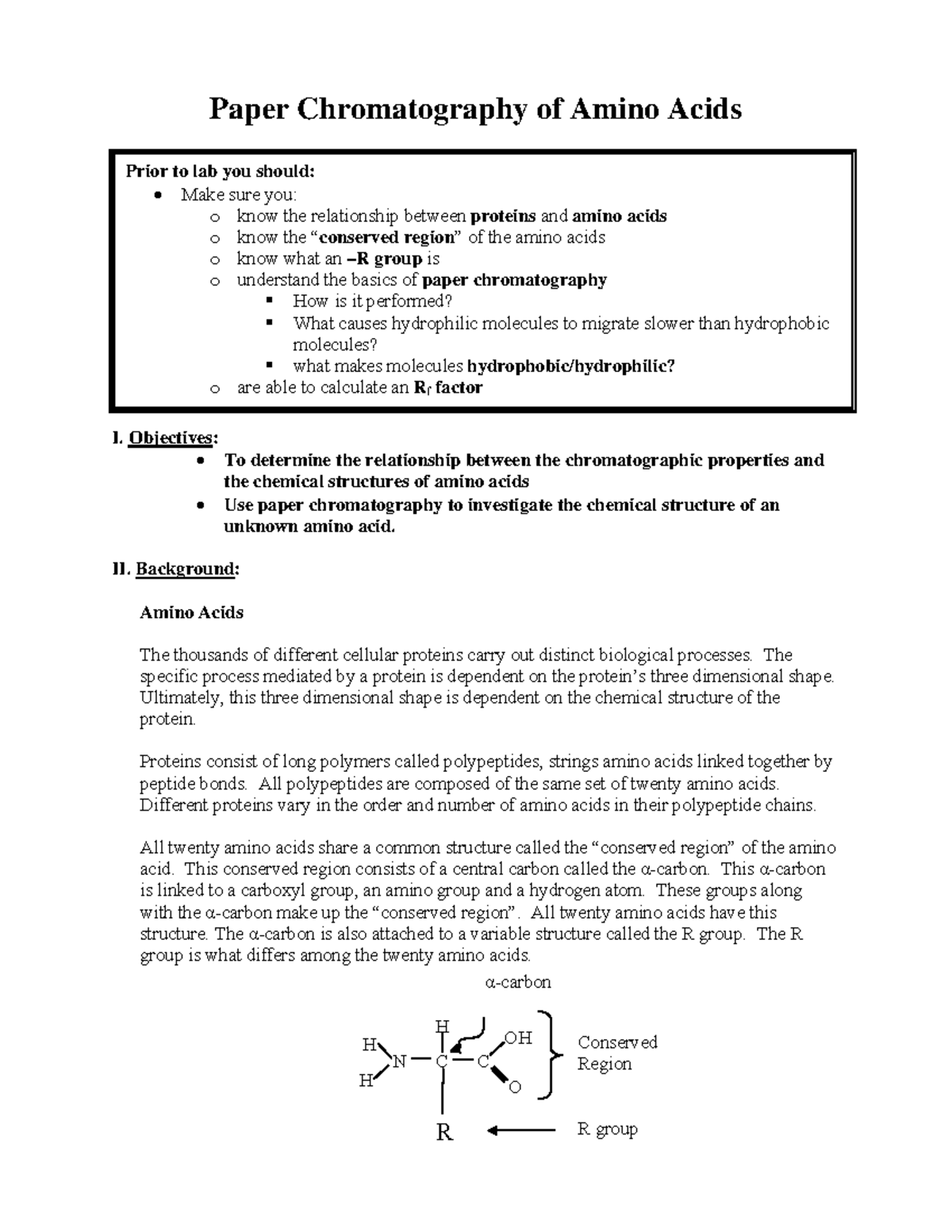 Amino Acid lab - Studocu