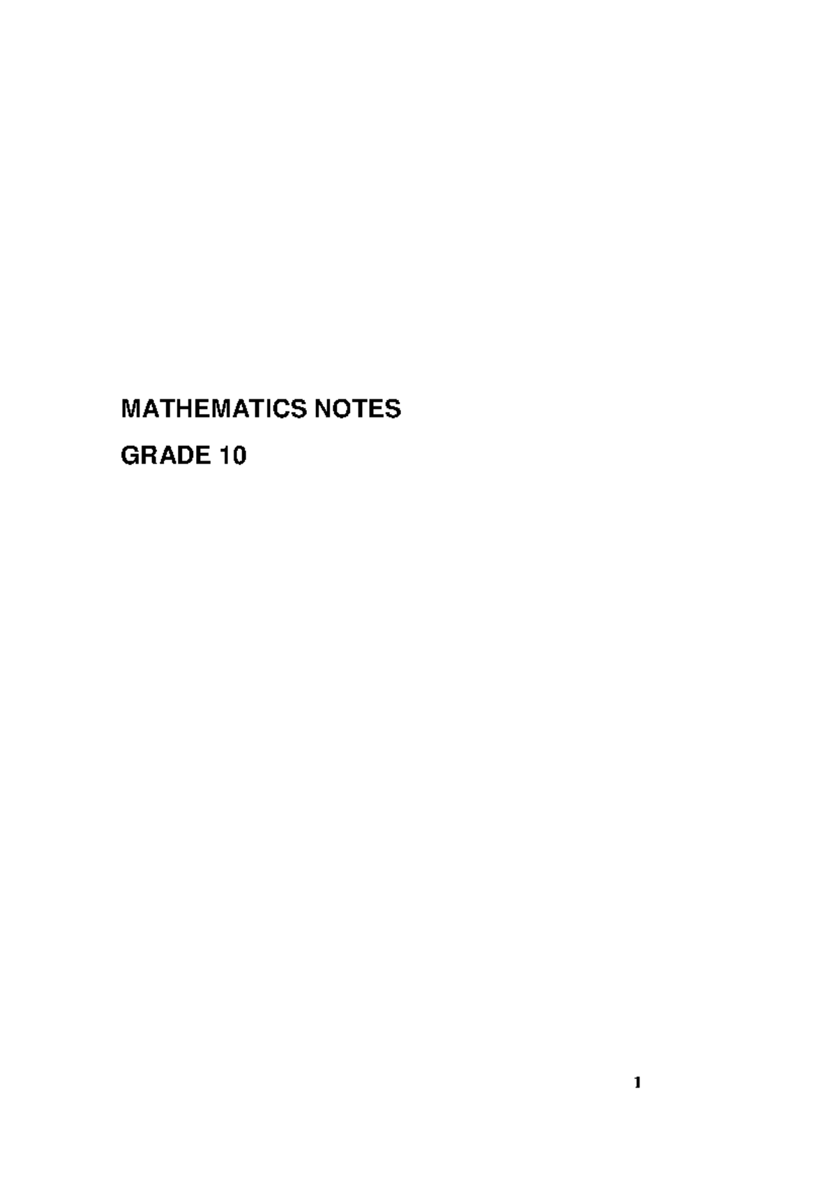 Mathematics Grade 10 Notes - MATHEMATICS NOTES GRADE 10 METHODOLOGY HOW ...
