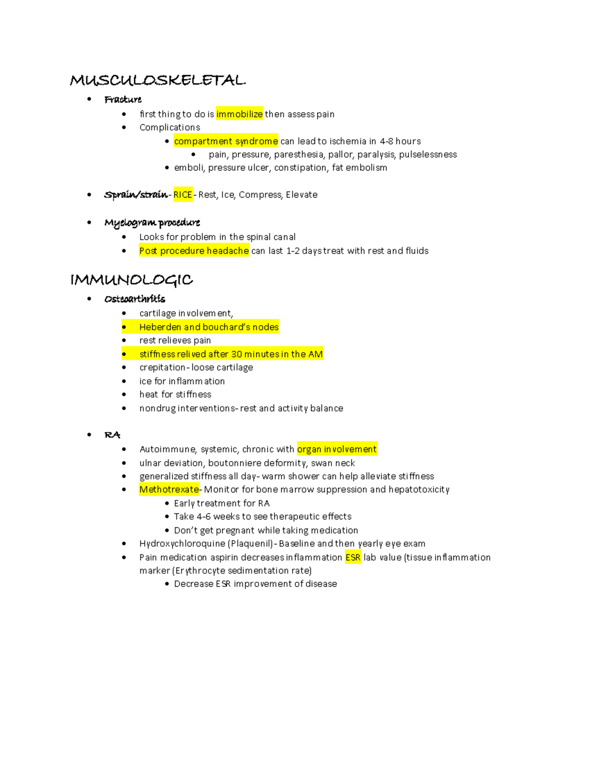 FILE 4775 - notes - MUSCULOSKELETAL Fracture first thing to do is ...
