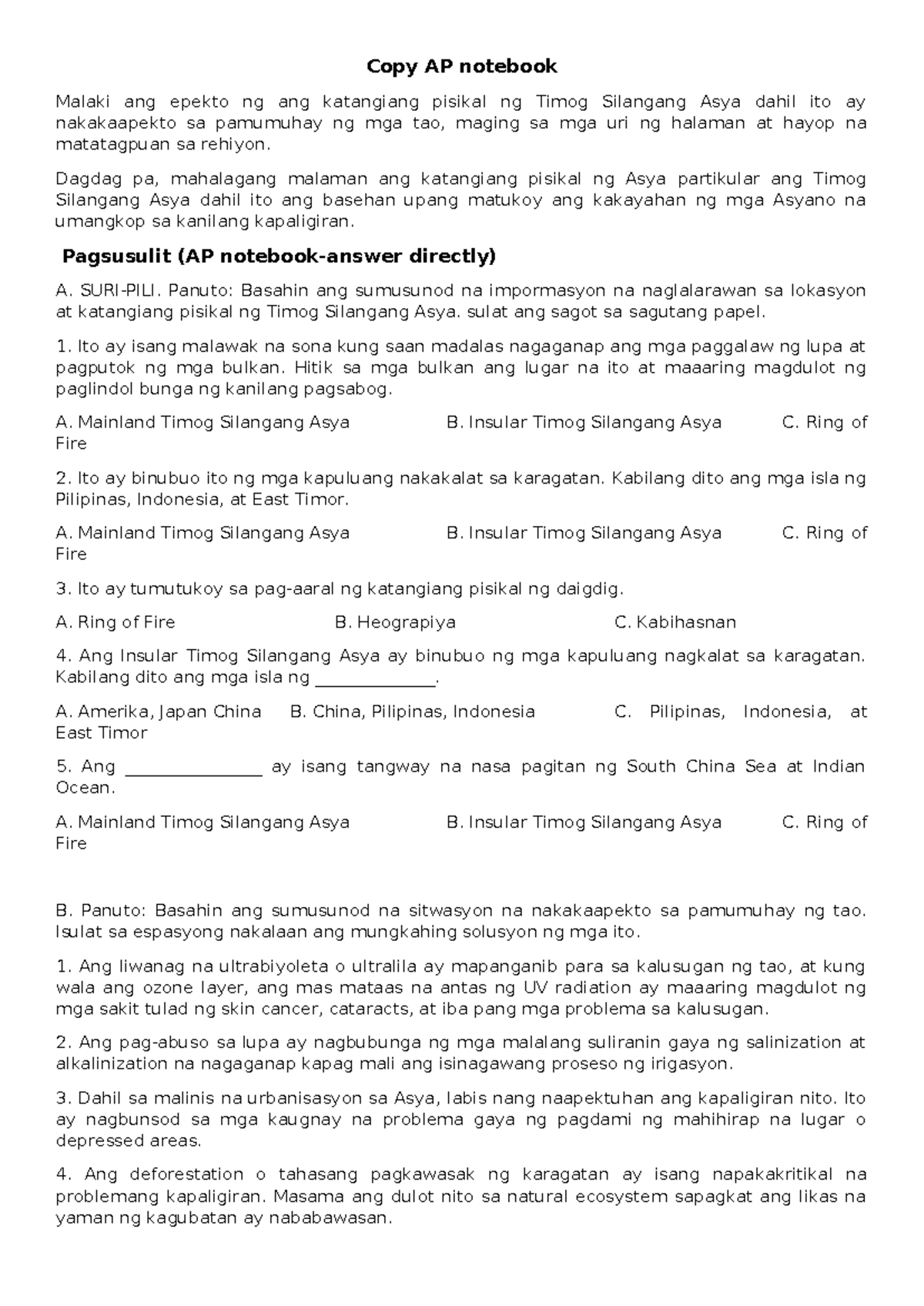 AP 7 W1Q1 2024 2025 - module 1 - Copy AP notebook Malaki ang epekto ng ang katangiang pisikal ng ...
