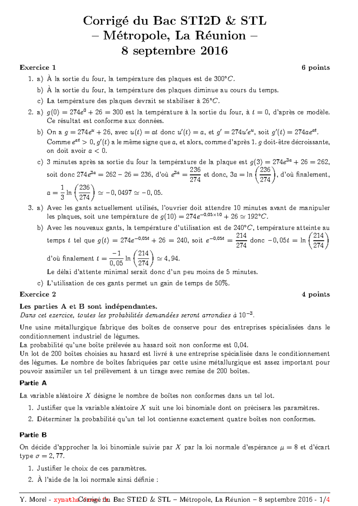 Bac STI2D septembre 2016 c - Corrig ́e du Bac STI2D & STL – M ́etropole ...
