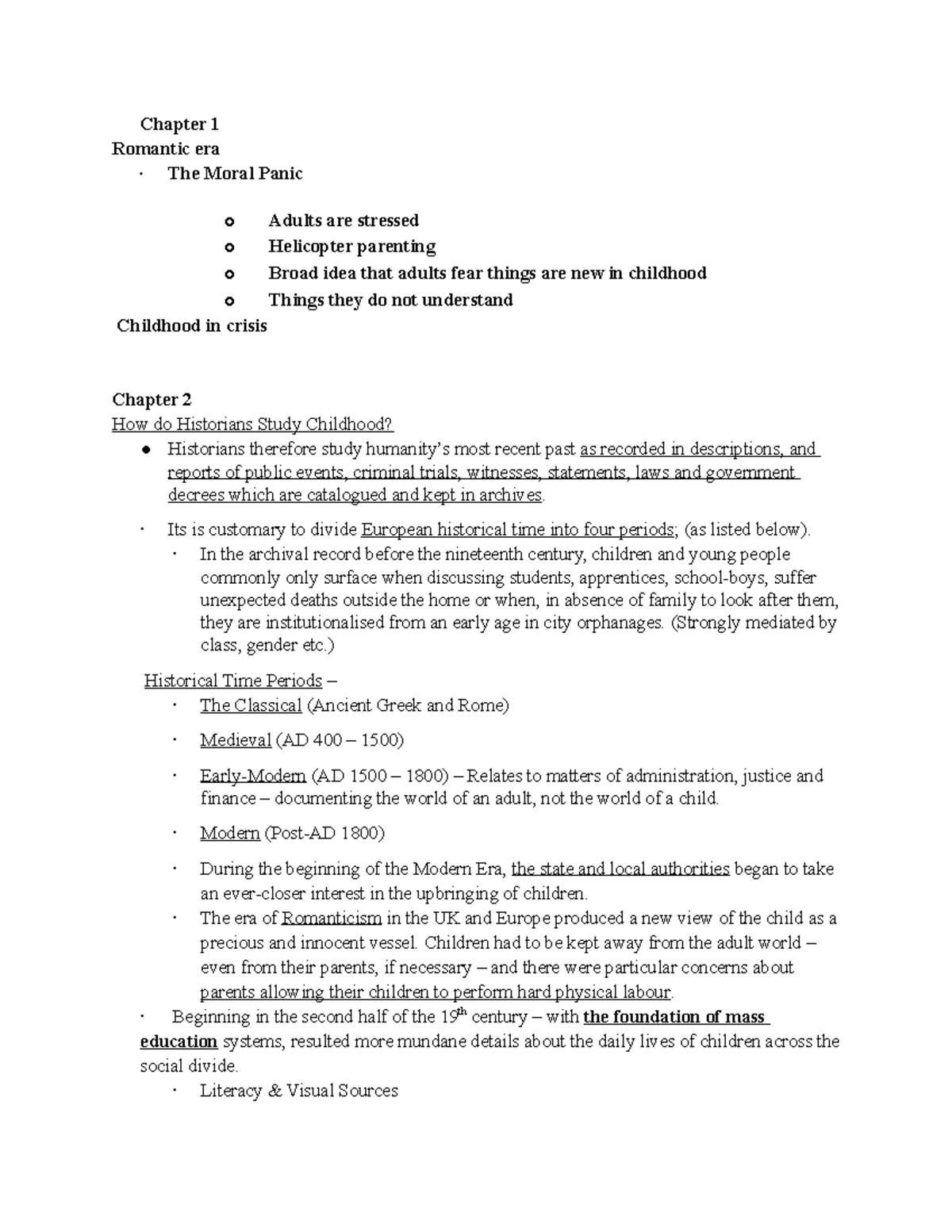 CHST Final review - Lecture notes every lecture - Chapter 1 Romantic ...