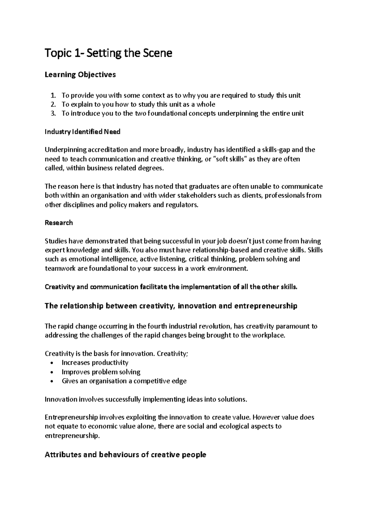 MM105 Topics 1-10 - Summary Communication for Business - Topic Setting ...