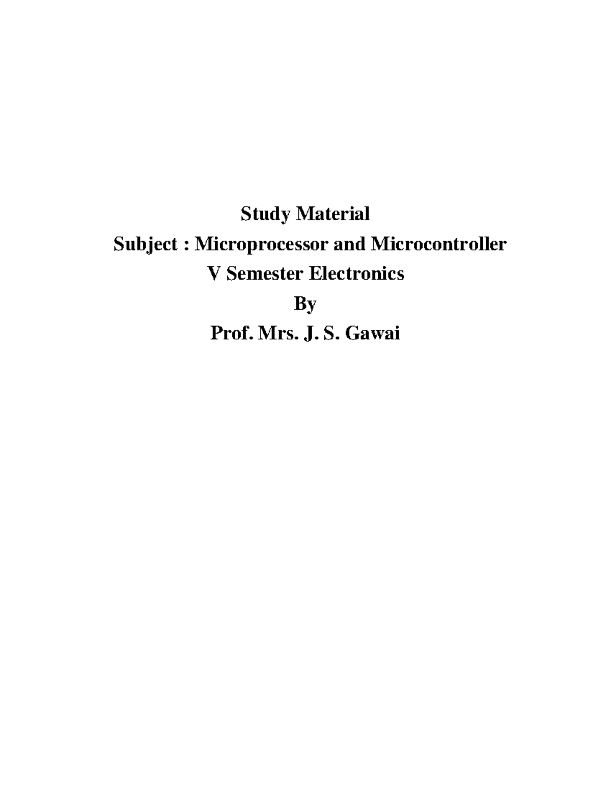 U Pu C - wqrfs - Study Material Subject : Microprocessor and Microcontroller V Semester ...