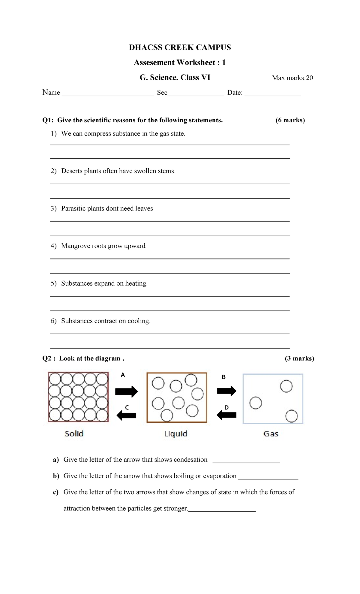 Marked Worksheet General Science - DHACSS CREEK CAMPUS Assesement ...