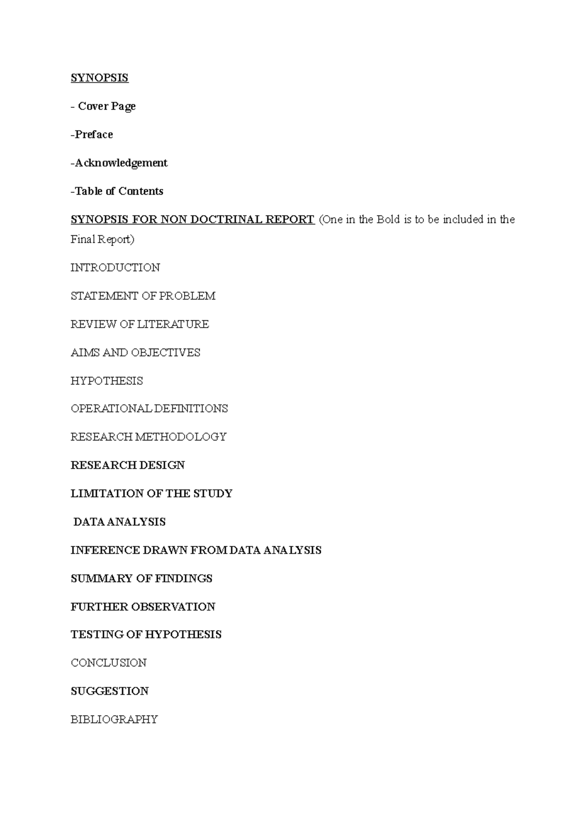 Synopsis format - Practical Guide - SYNOPSIS Cover Page -Preface ...