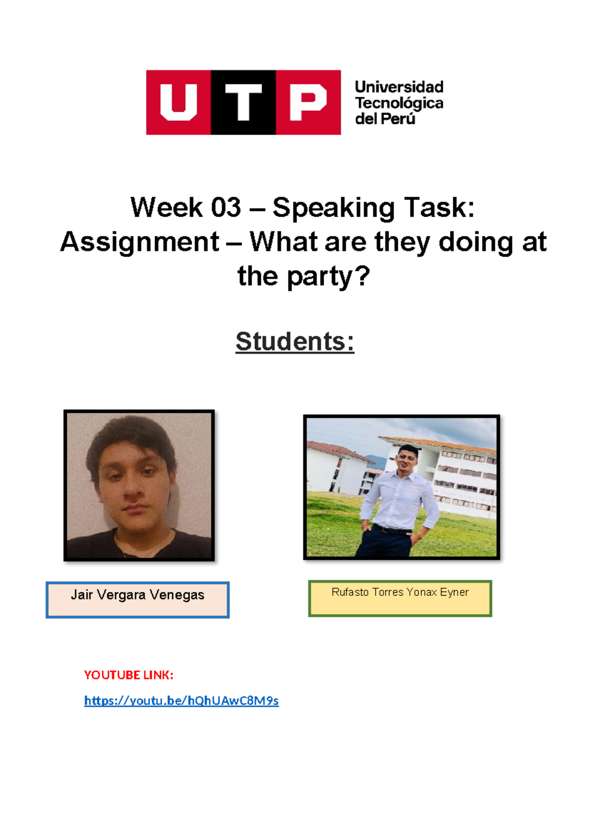 Semana 3 ingles - sdasdasdasdasd - Ingles II - YOUTUBE LINK: youtu/hQhUAwC8M9s Jair Vergara ...