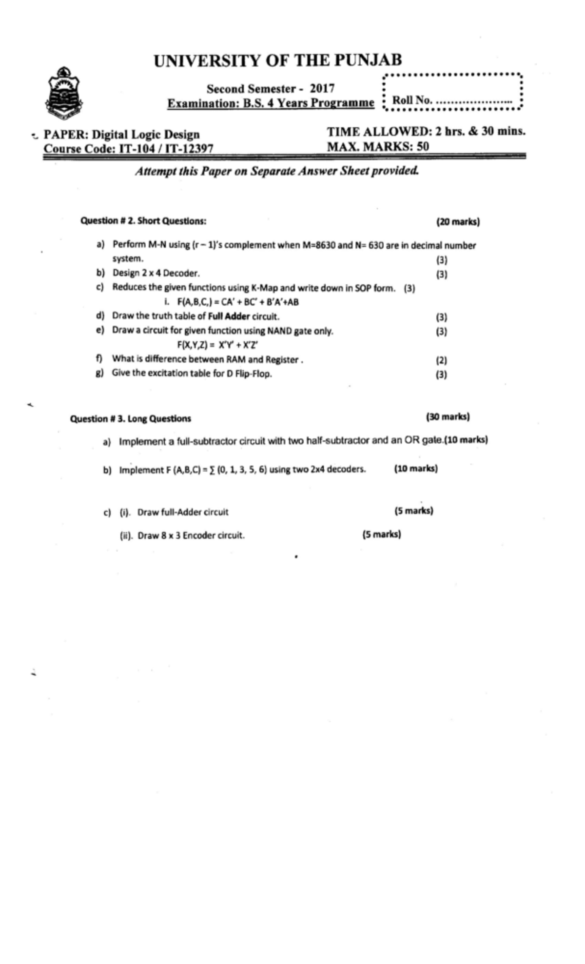 2017-IT-Solved Paper-2nd Semester - IT Project - Studocu