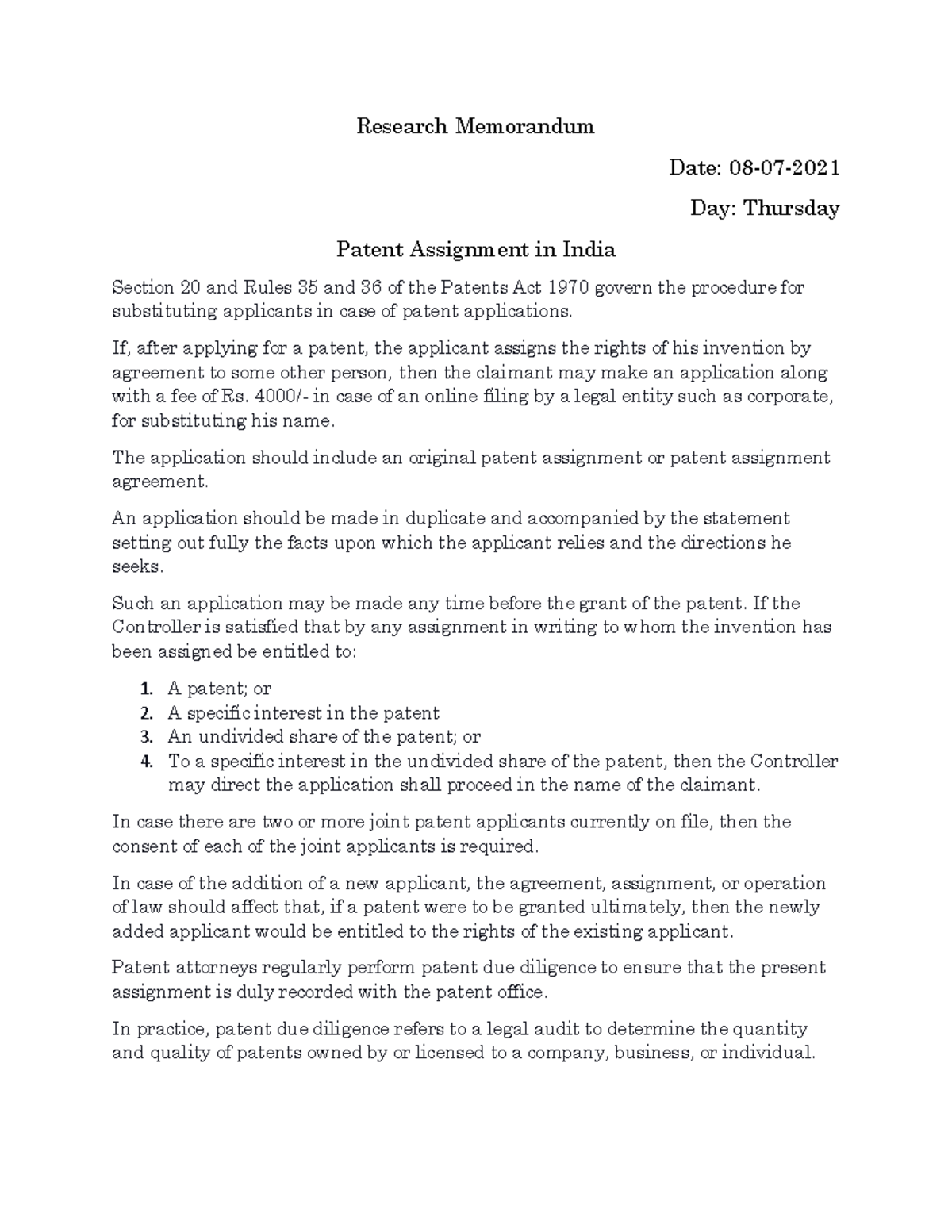 Research Memo 1 - jkiugi - Research Memorandum Date: 08-07- Day ...