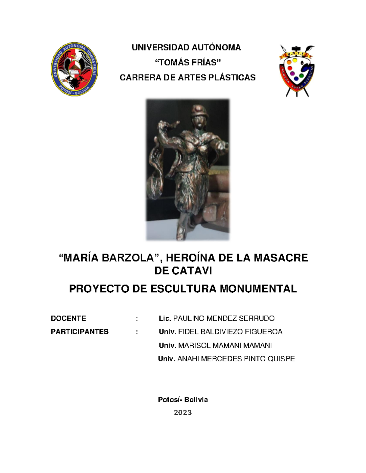 Maria Barzola Proyecto Escultura monumental - UNIVERSIDAD AUTÓNOMA ...