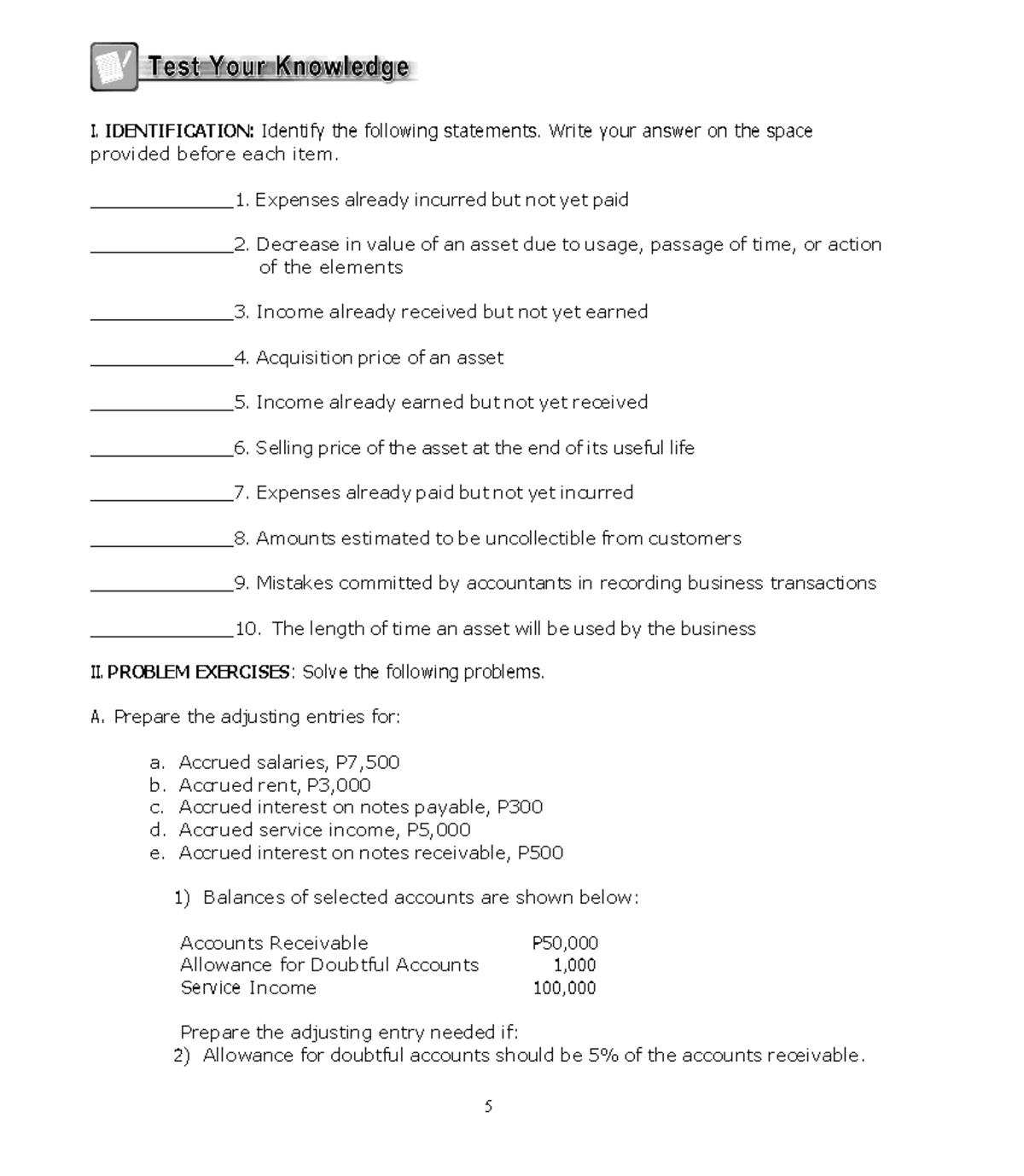 Chapter 6 - adasdasd - I. IDENTIFICATION: Identify the following ...
