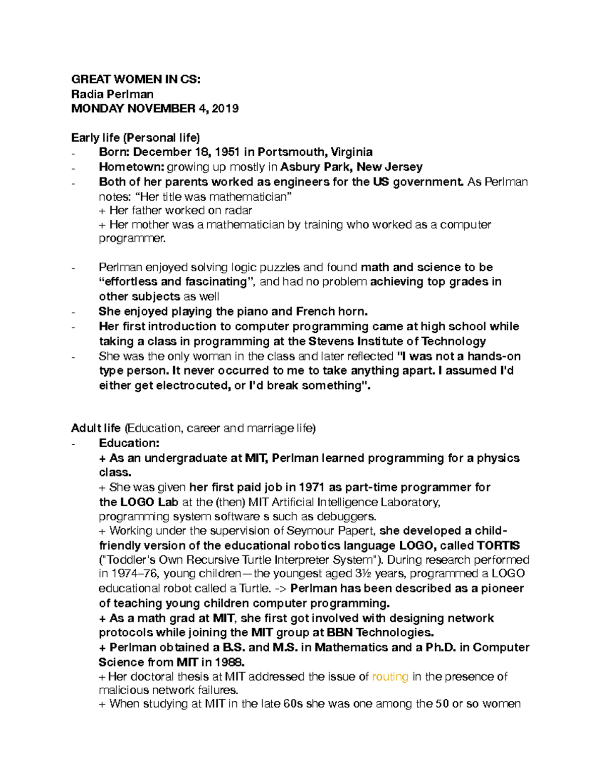 Women in CS - Radia Perlman - GREAT WOMEN IN CS: Radia Perlman MONDAY ...