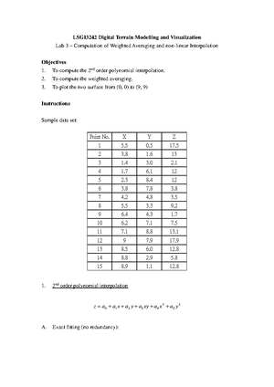 LAB 2 - LSGI3242A Digital Terrain Modelling and Visualization Lab 2 ...