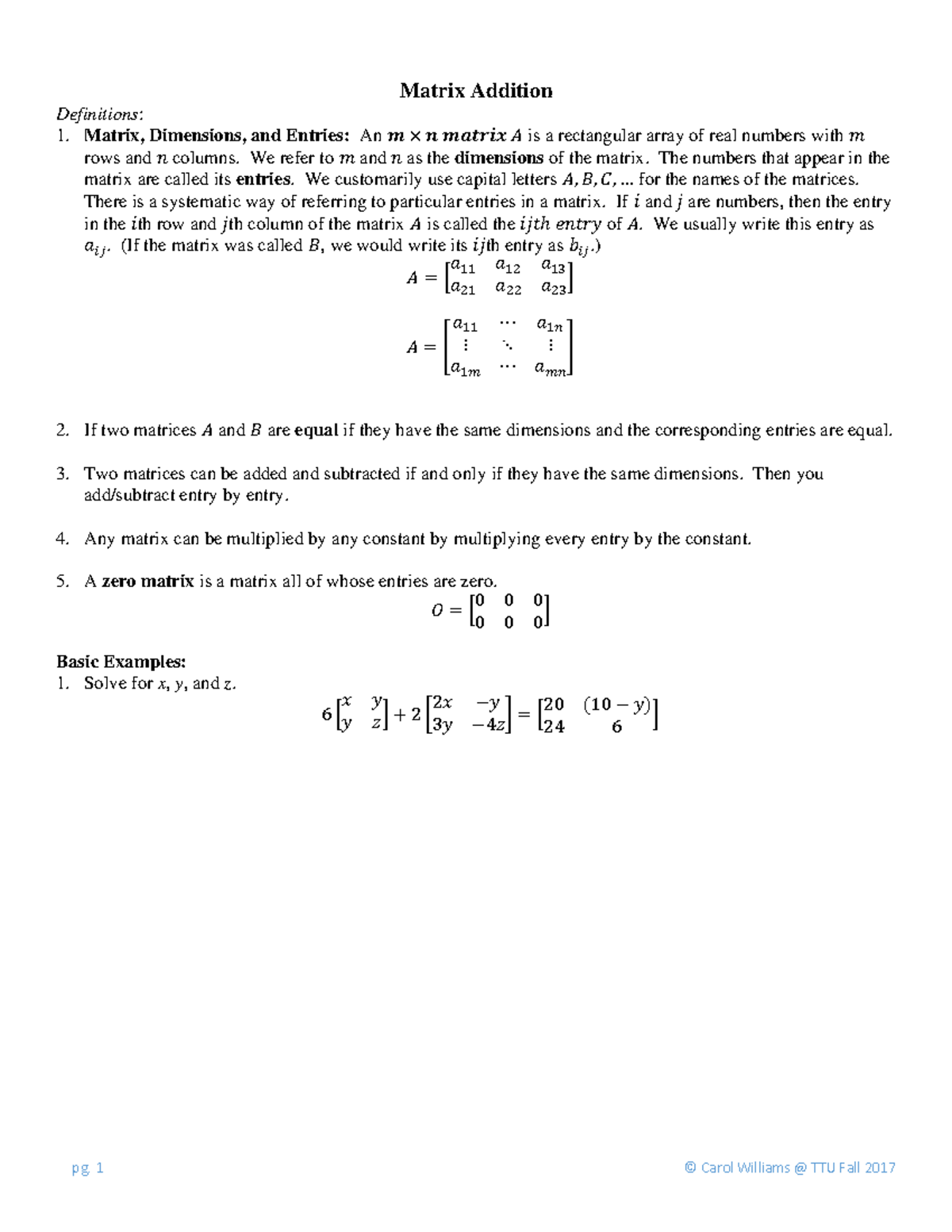 24623557 - Intro to Math Analysis - pg. 1 © Carol Williams @ TTU Fall ...