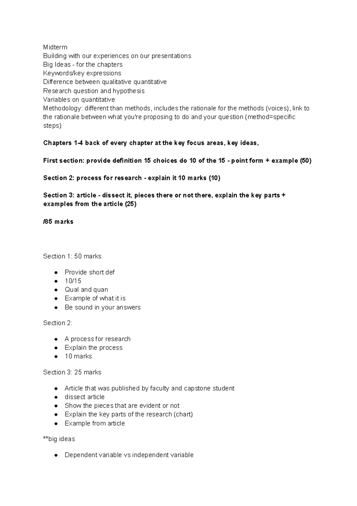 Midterm Study Notes - Midterm Building with our experiences on our ...