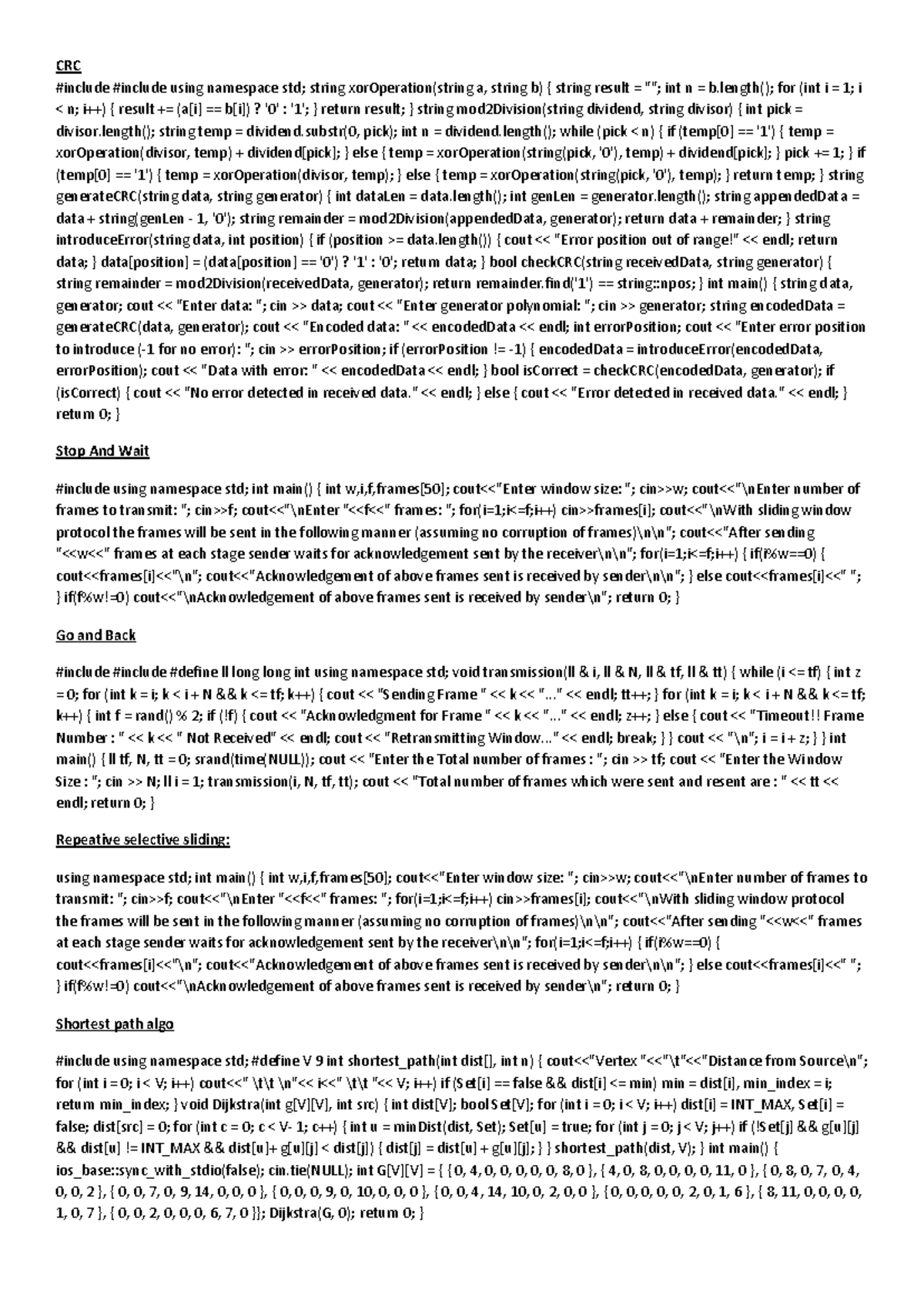 CRC - Notes - CRC #include #include using namespace std; string ...