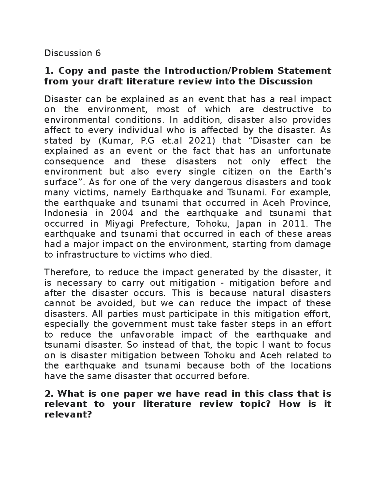 EVS518 Week6 Discussion 6 - Discussion 6 Copy and paste the ...