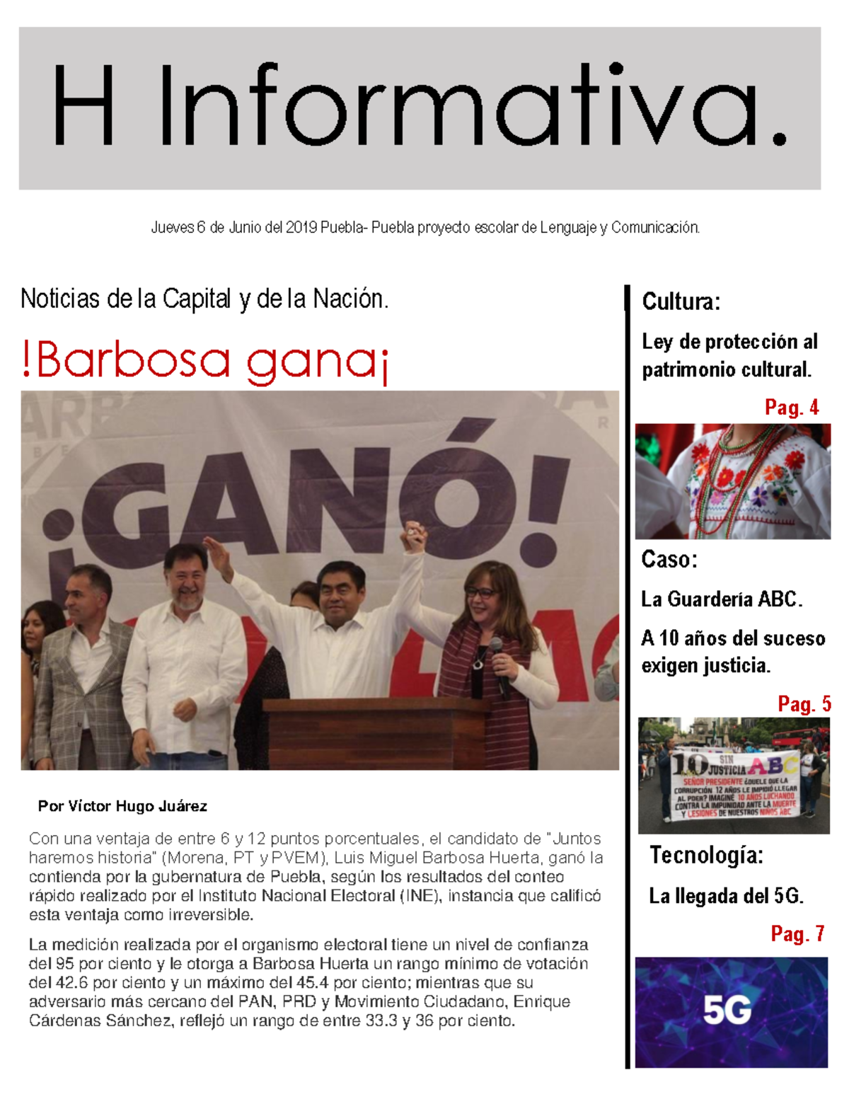 Periodico - Ejemplo de varias notas en un periódico - Ū Jueves 6 de ...