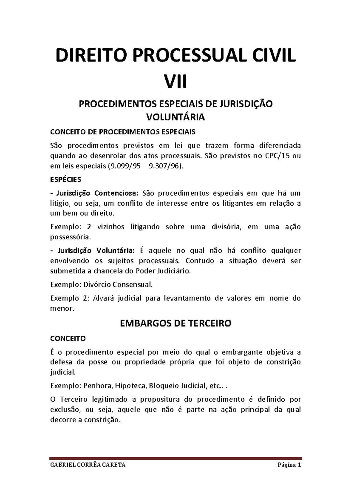 Direito Processual Civil VII - DIREITO PROCESSUAL CIVIL VII ...