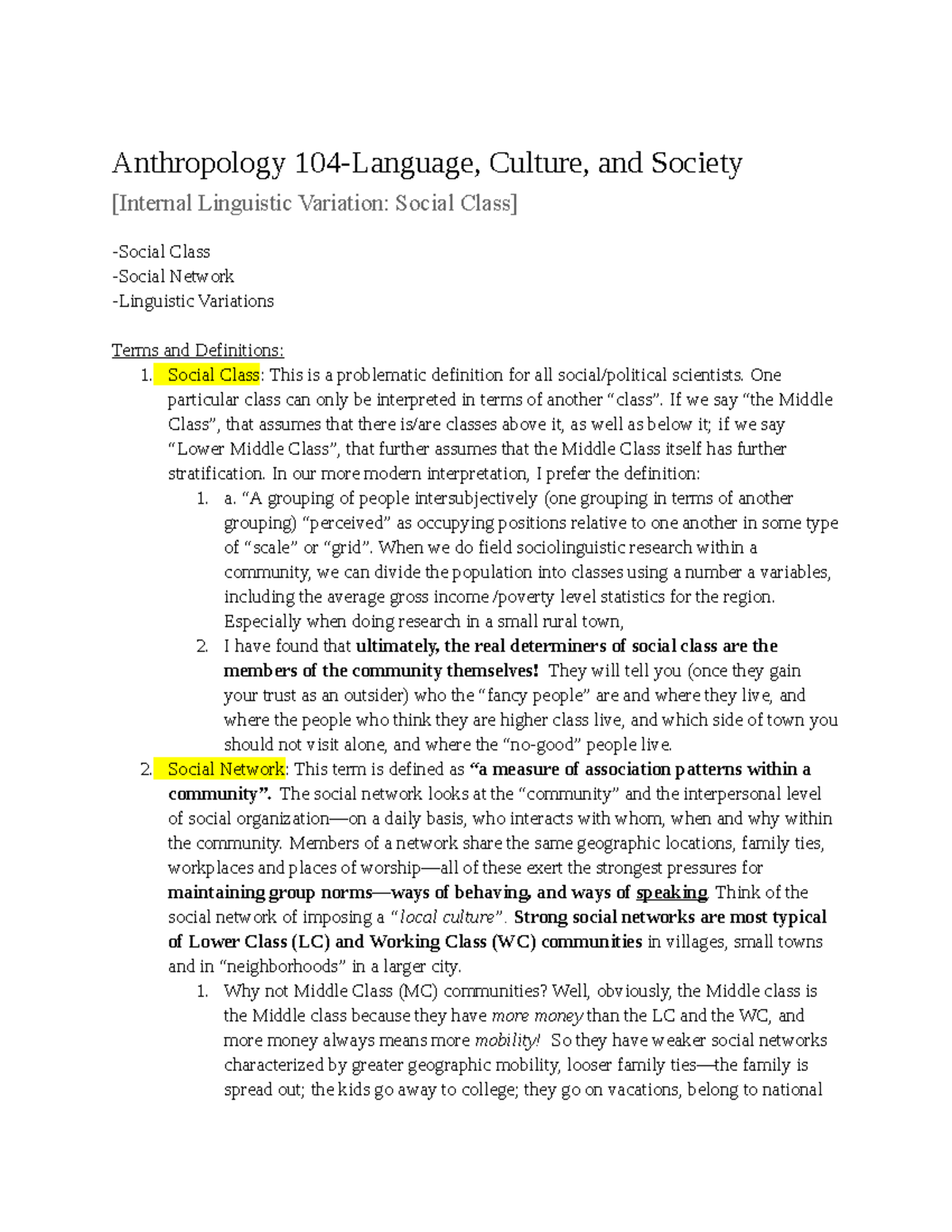 2020-Anthropology 104-Internal Linguistic Variation lecture notes ...