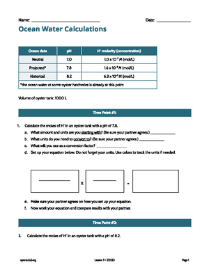 Unit 4 Lesson 9 Ocean Water Calculations - Studocu