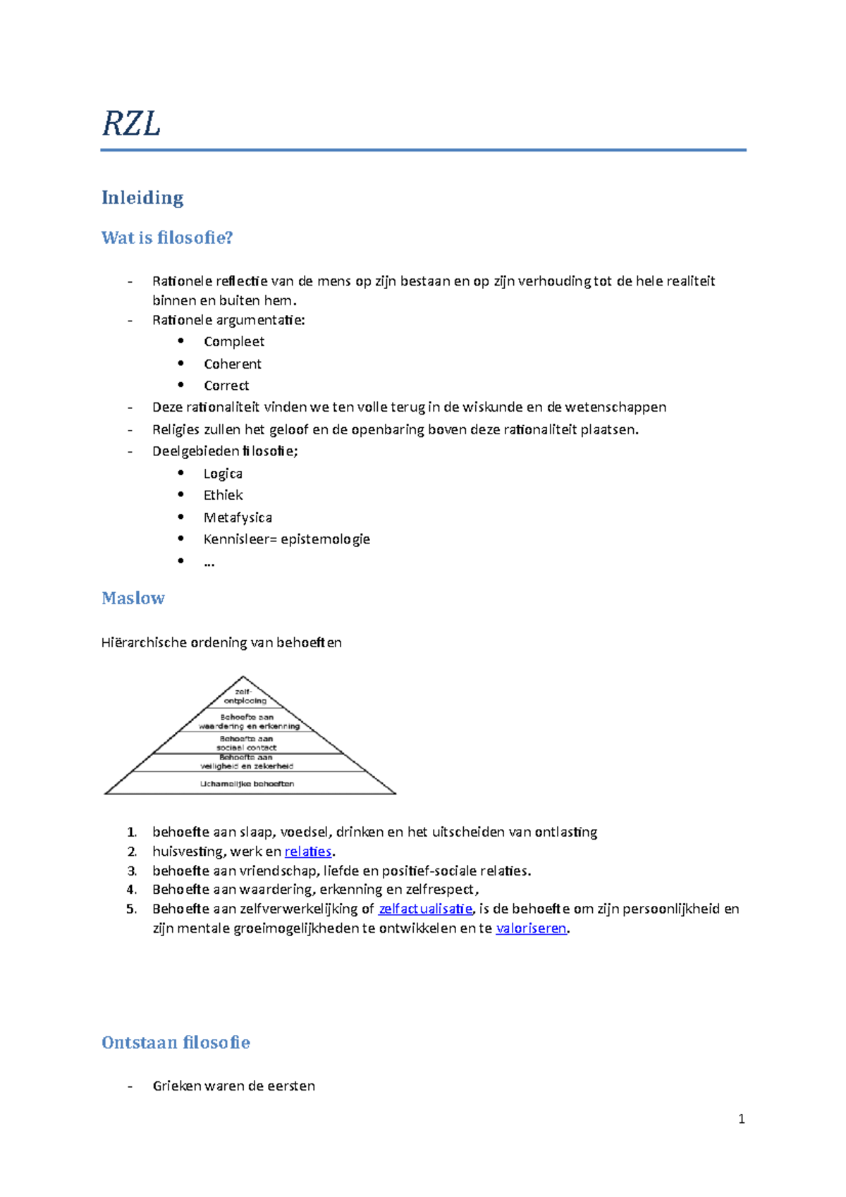 RZL samenvatting - rzl gegeven door kurt vroman - is reflectie van de ...