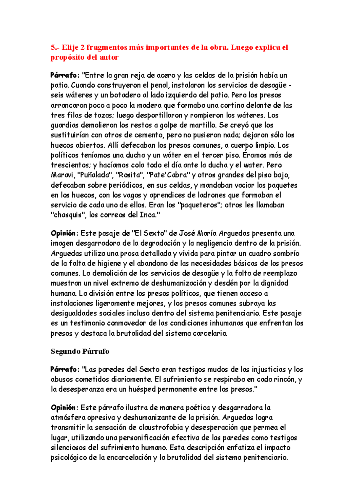 Fragmentos - apuntes - 5.- Elije 2 fragmentos más importantes de la ...