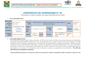 3º Unidad 5 CCSS -2024 - experiencia de aprendizaje - 00835 “NUEVO HUANCABAMBA P 1. DATOS - Studocu