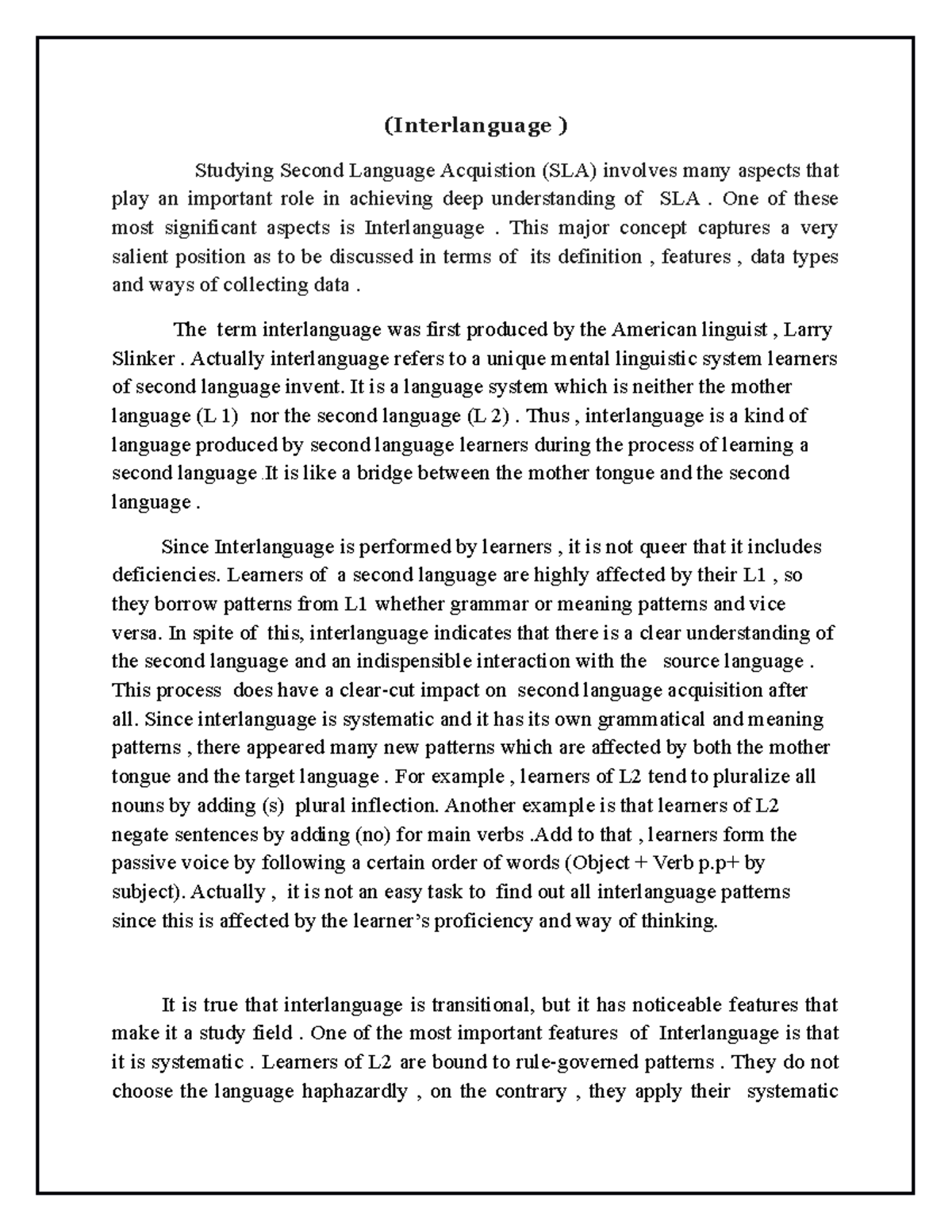 Interlanguage - research - (Interlanguage ) Studying Second Language ...