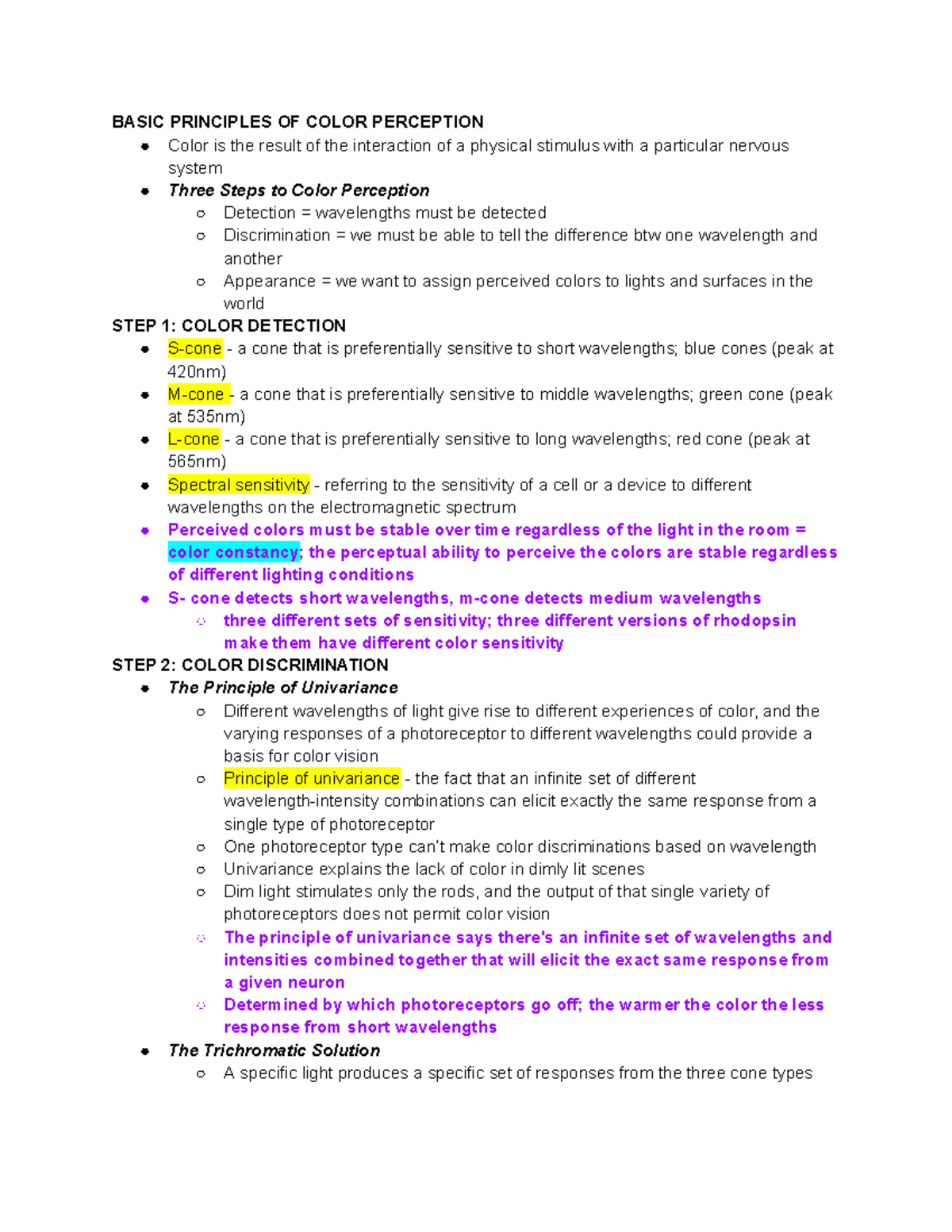 Perception of Color - BASIC PRINCIPLES OF COLOR PERCEPTION Color is the ...