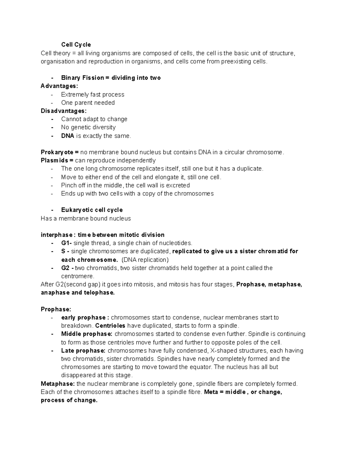 Bio revision - Cell Cycle Cell theory = all living organisms are ...