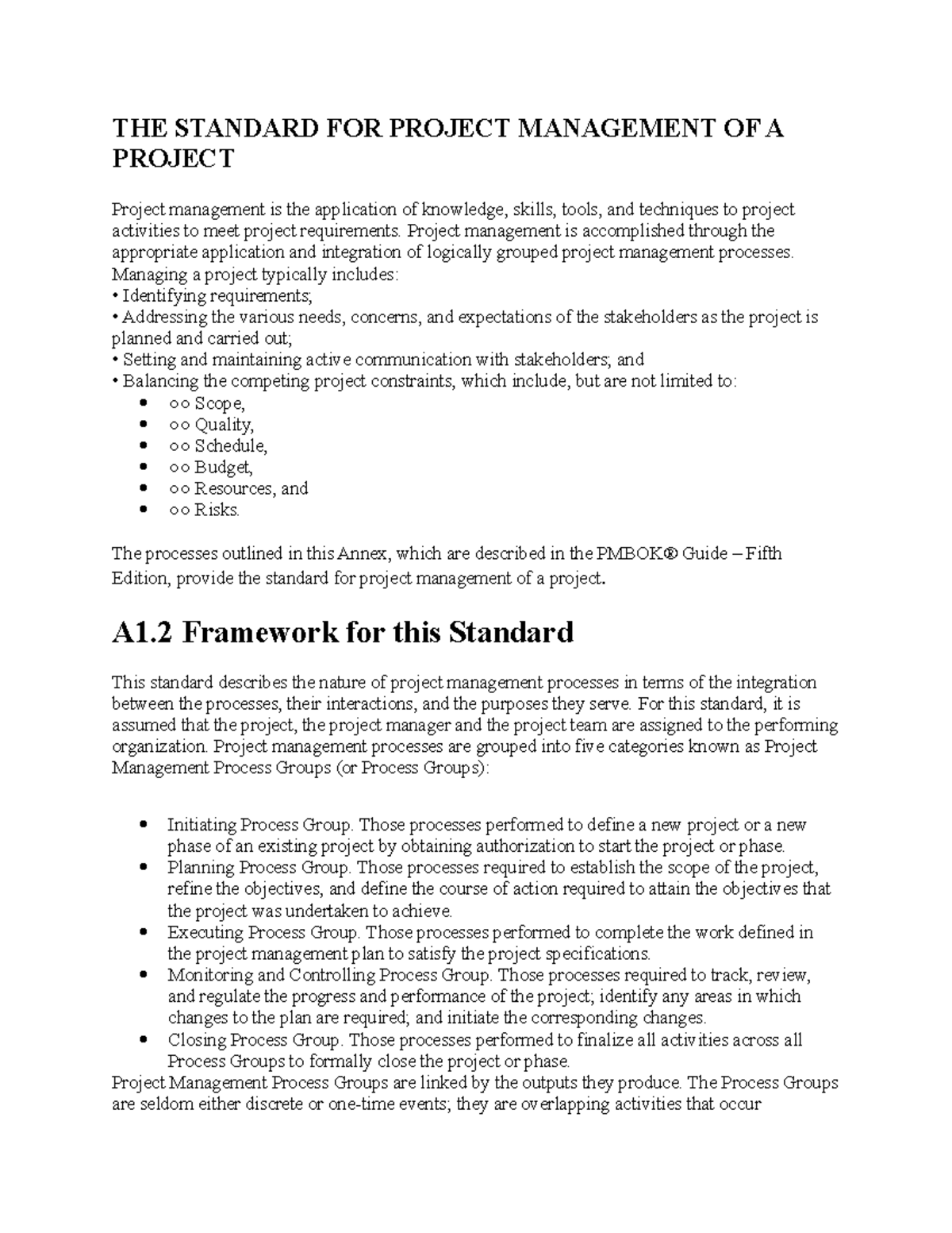THE Standard FOR Project Management OF A Project - THE STANDARD FOR ...