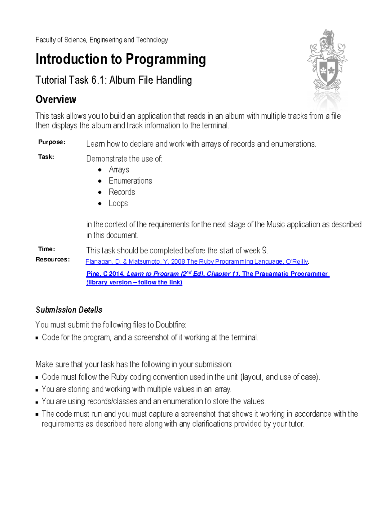 6 - rrr - Faculty of Science, Engineering and Technology Introduction ...