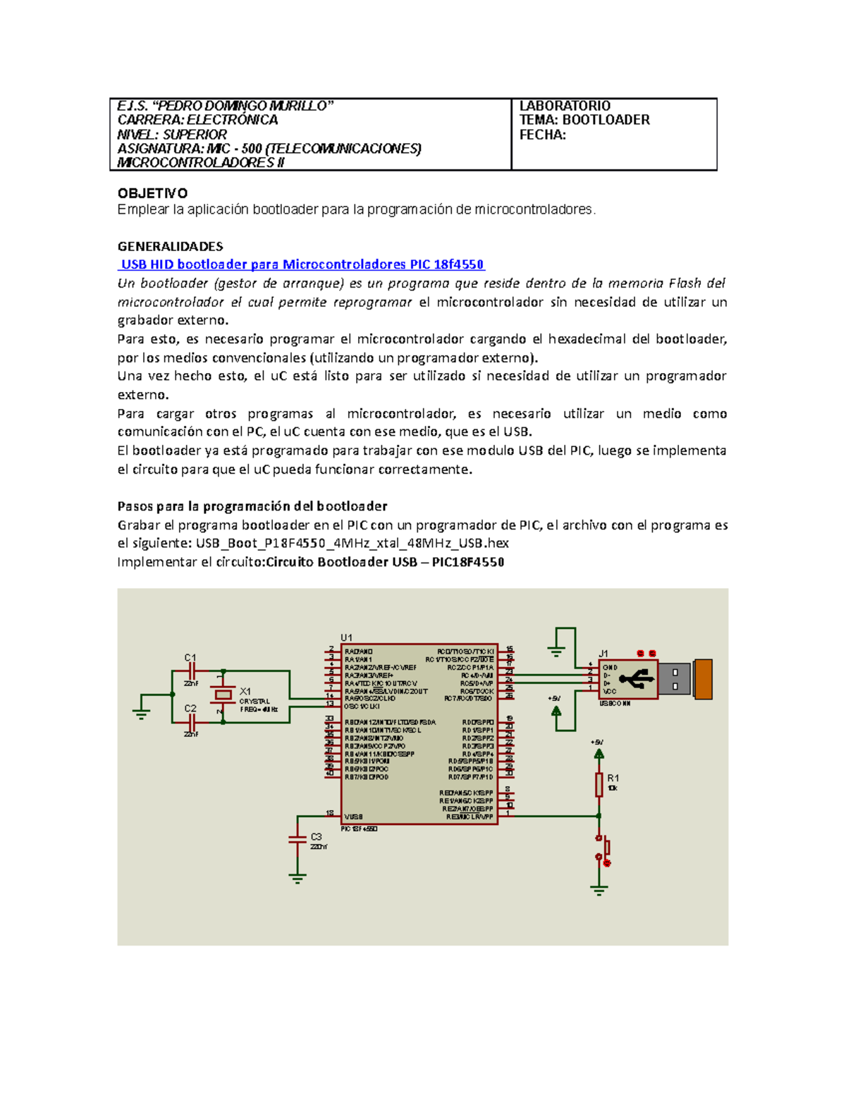 Guia de laboratorio bootloader - E.I. “PEDRO DOMINGO MURILLO” CARRERA ...