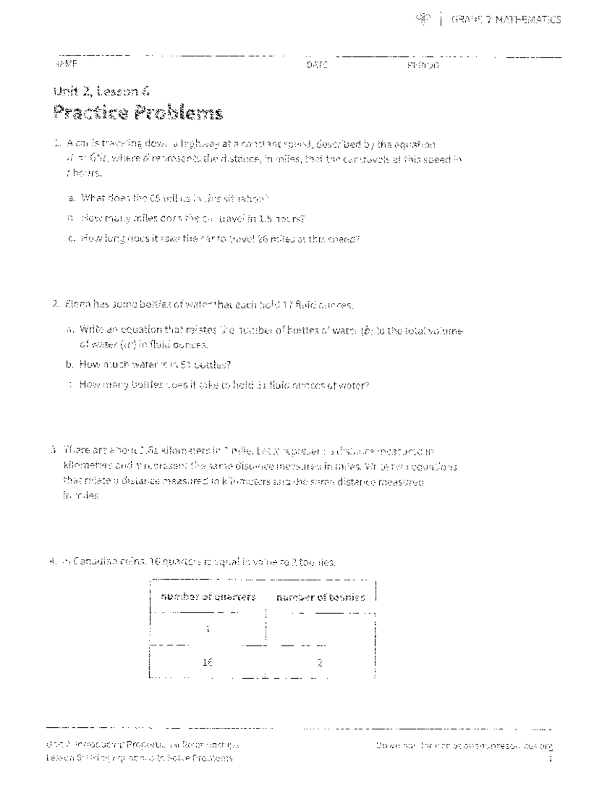 Johnathan Castillo - 7 - math - GRADE 7 MATHEMATICS NAME DATE PERIOD Unit 2, Lesson 6 Practice ...