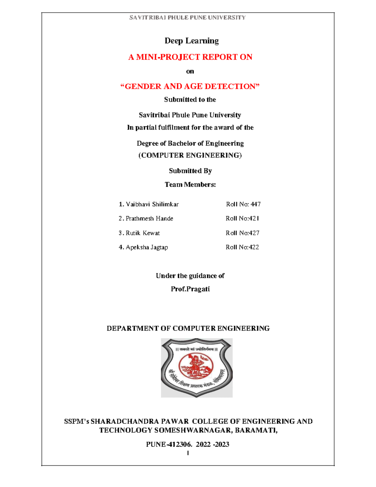 Dlmini - nbcdmhcgd dnbdjdh - SAVITRIBAI PHULE PUNE UNIVERSITY Deep Learning A MINI-PROJECT ...