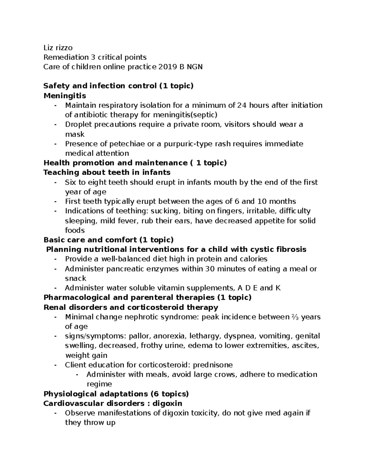 Remeditation B - lol - Liz rizzo Remediation 3 critical points Care of ...