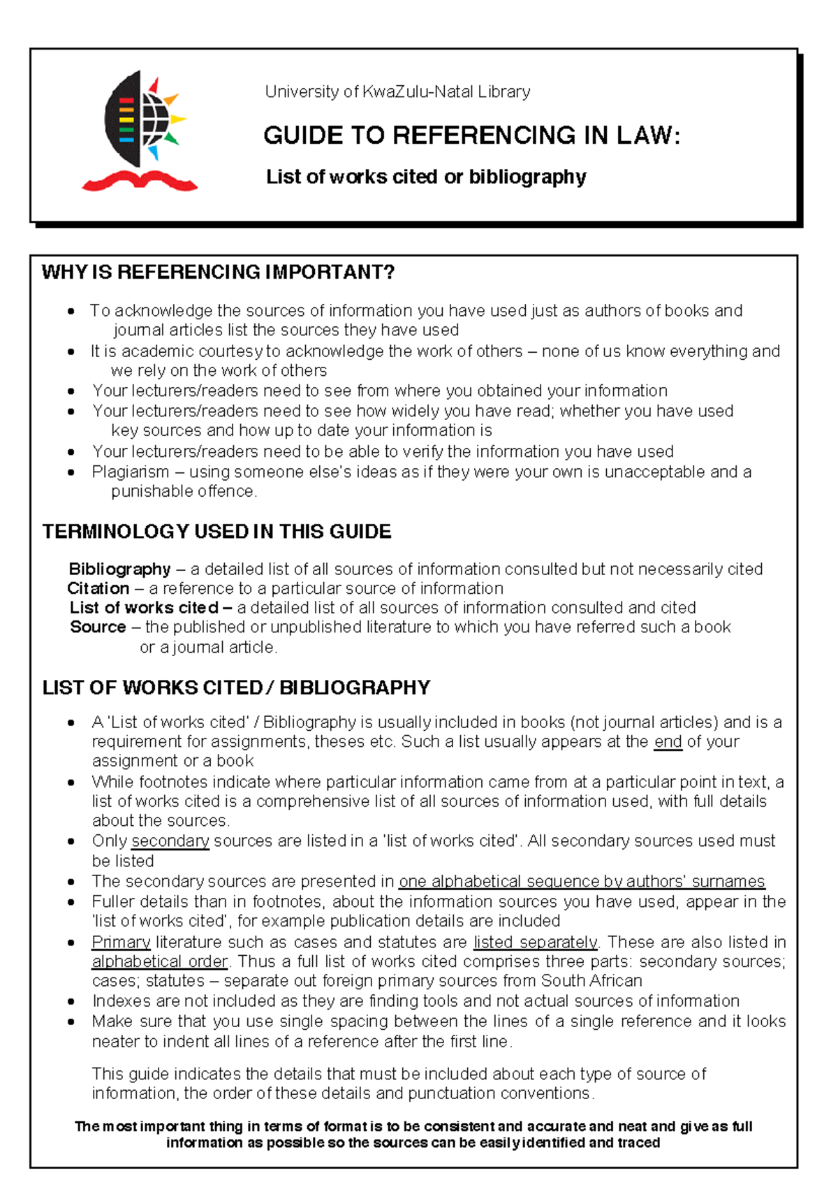 Guide to referencing in law - University of KwaZulu-Natal Library GUIDE ...