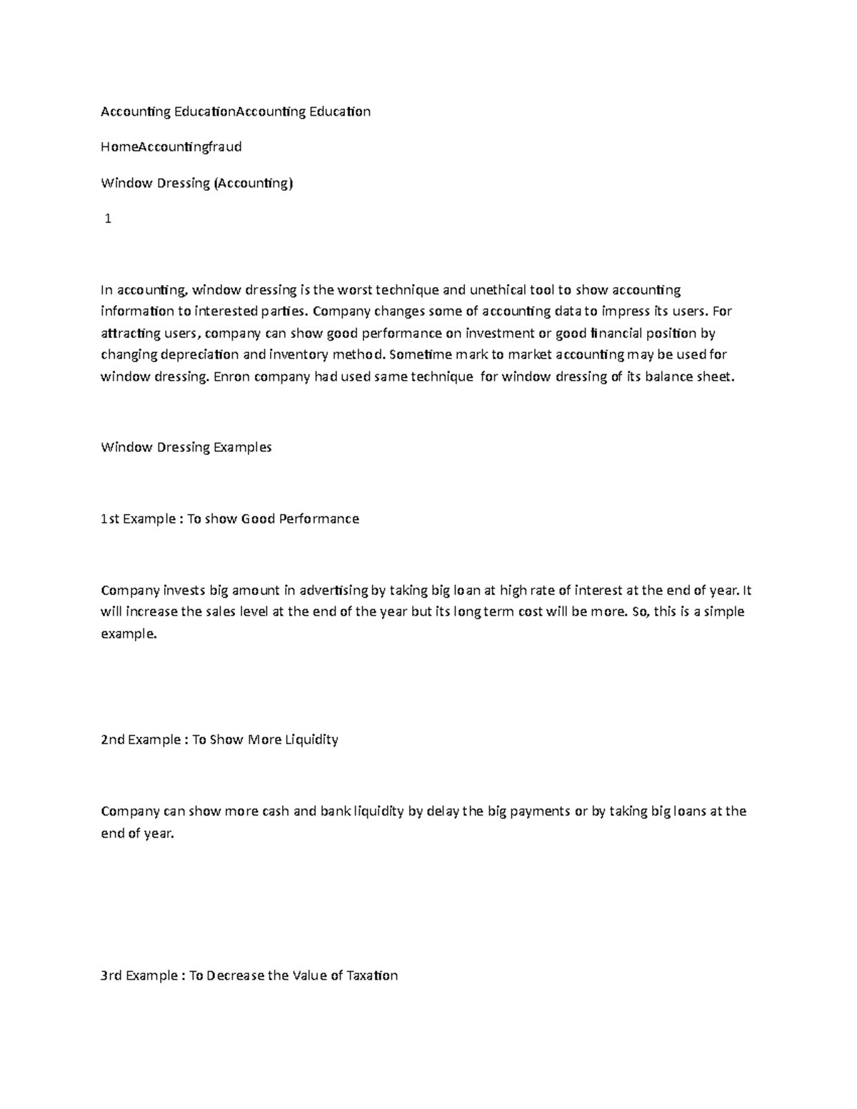 Window dressing - Assignment - Accounting EducationAccounting Education ...