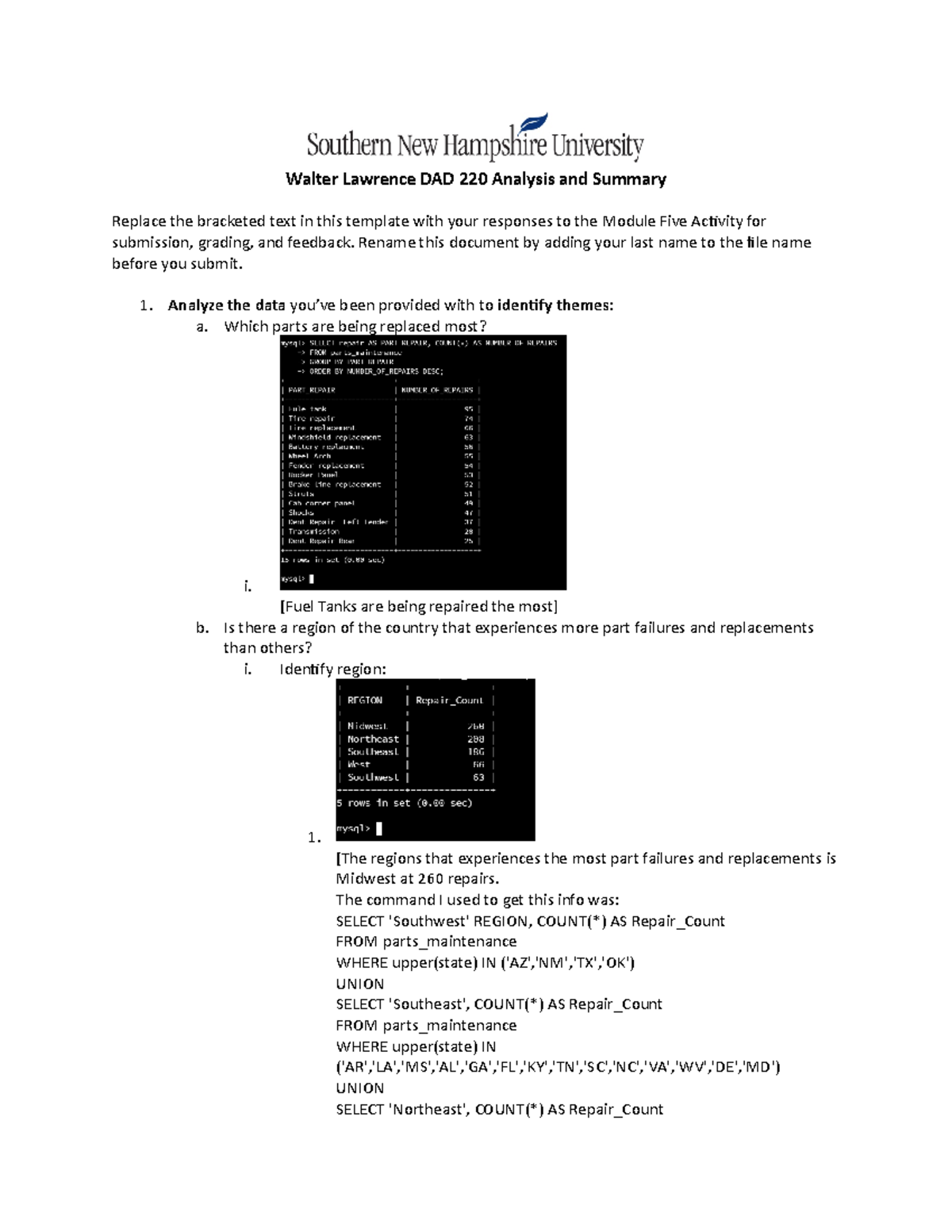Walter Lawrence DAD 220 Analysis and Summary - Walter Lawrence DAD 220 ...